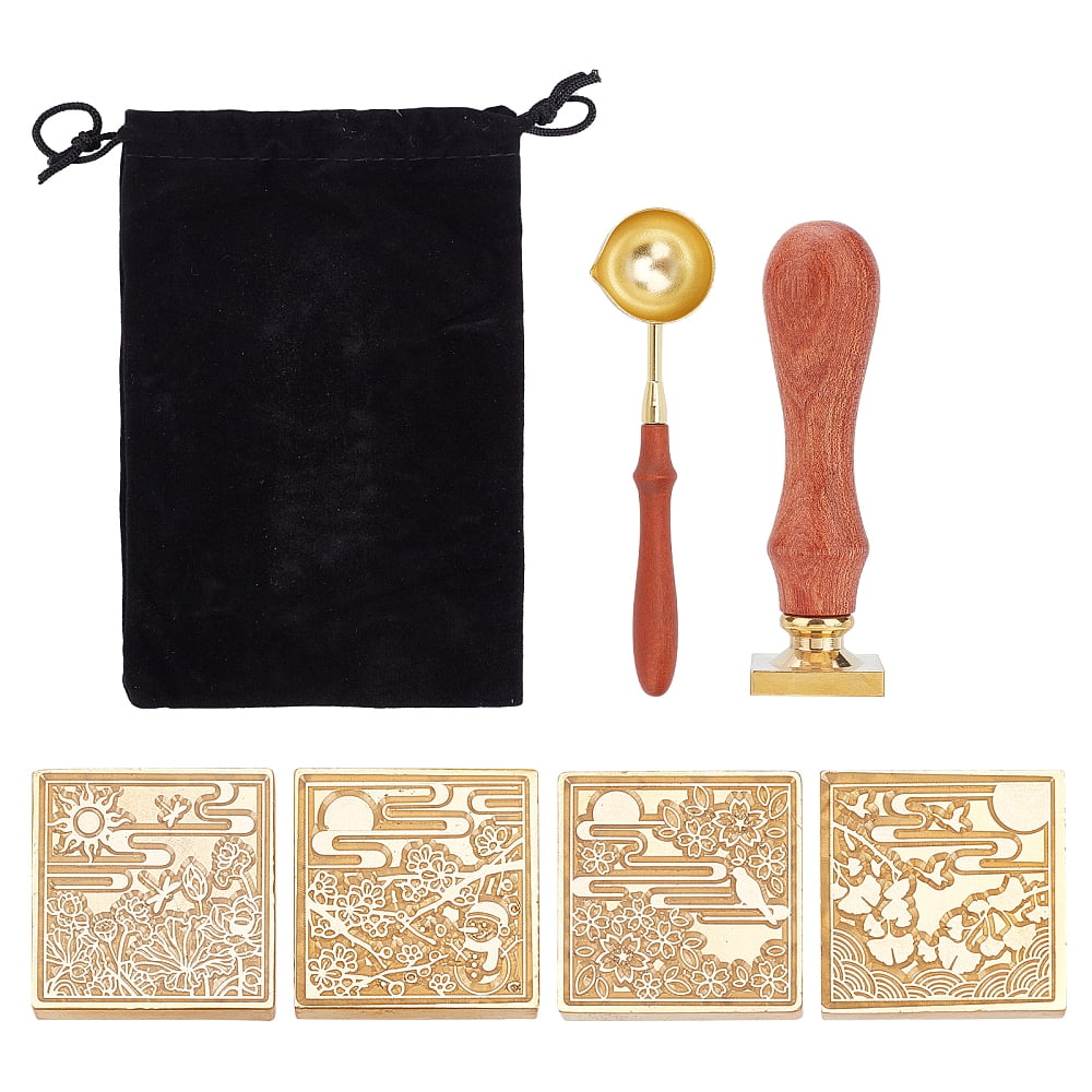 Wax Seal Stamp Set 4PCS Square Sealing Stamps 4 Seasons with Universal ...