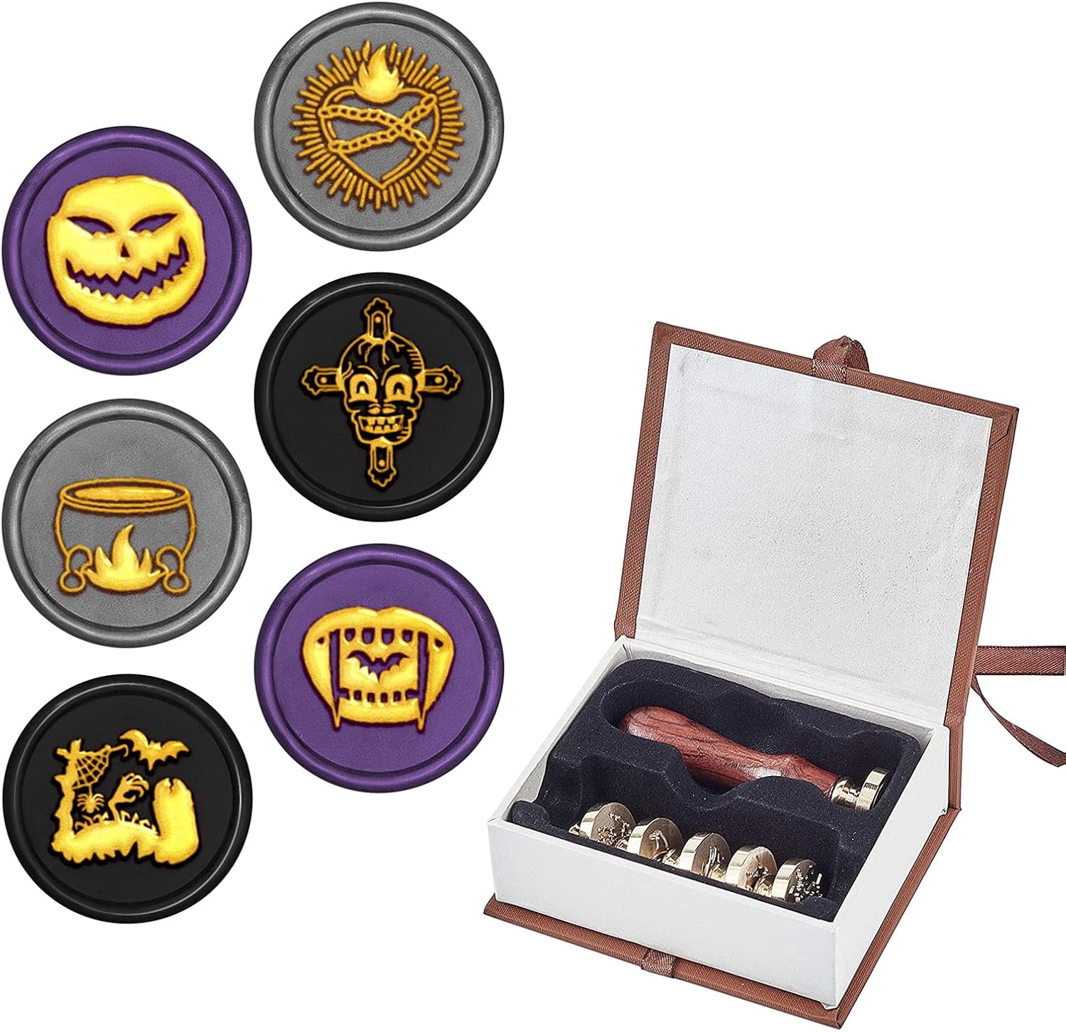 Wax Seal Stamp Set 6PCS Wax Sealing Stamps Heads with Wood Handle ...