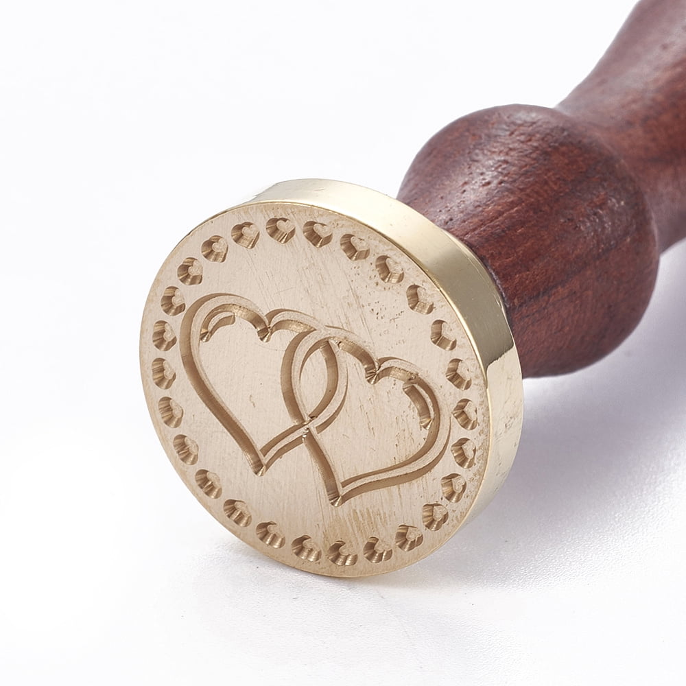 Wax Seal Stamp Set Golden Tone Brass Sealing Wax Stamp Head with Wood ...