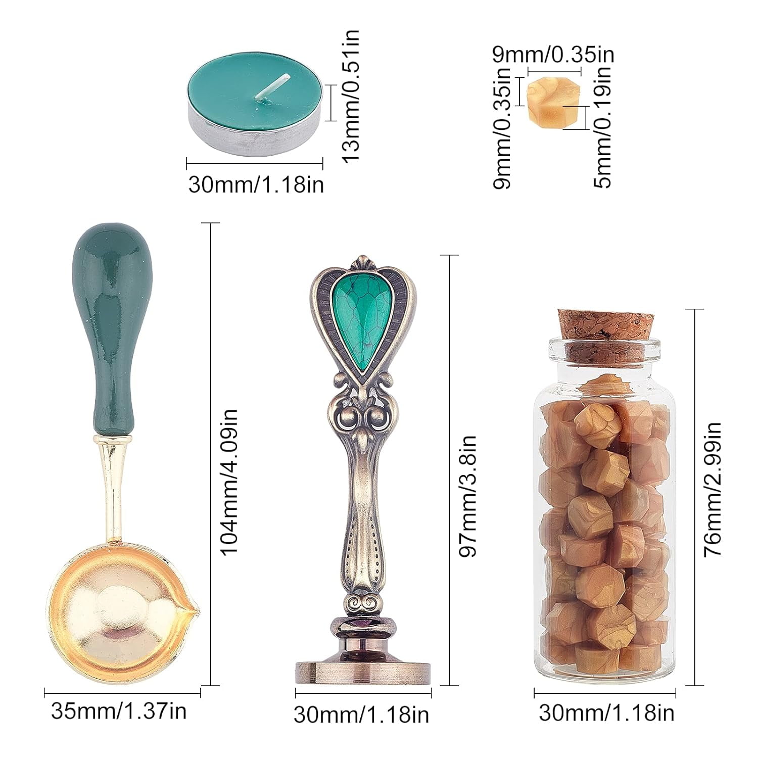 Wax Seal Stamp set with Brass Head & Handle Spool Candles & Wax for ...