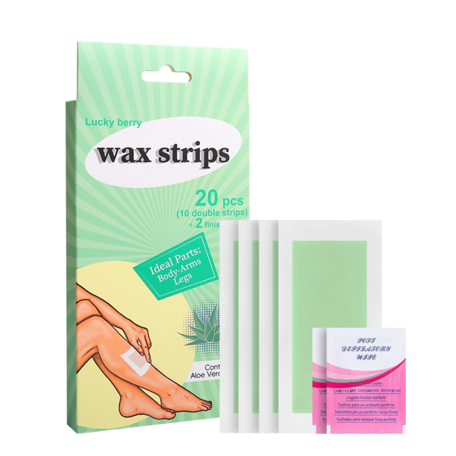 Wax Strips Body Hair Removal 120 Strips 2 Sizes and 8 Oil Wipes Bikini ...