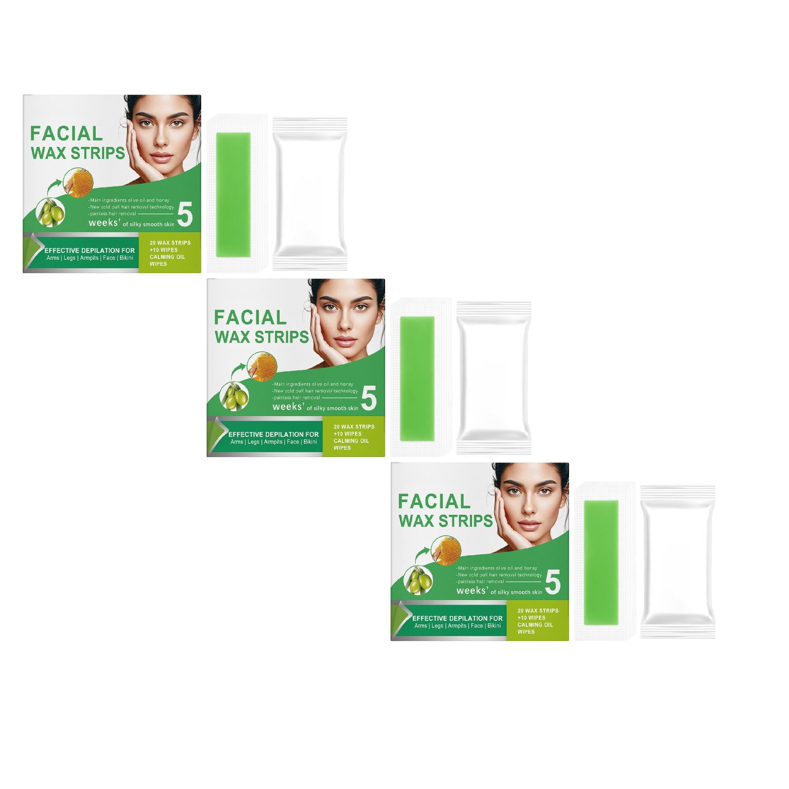 Wax Strips Body Hair Removal 2 Sizes 120 Strips and 8 Oil Wipes Bikini ...