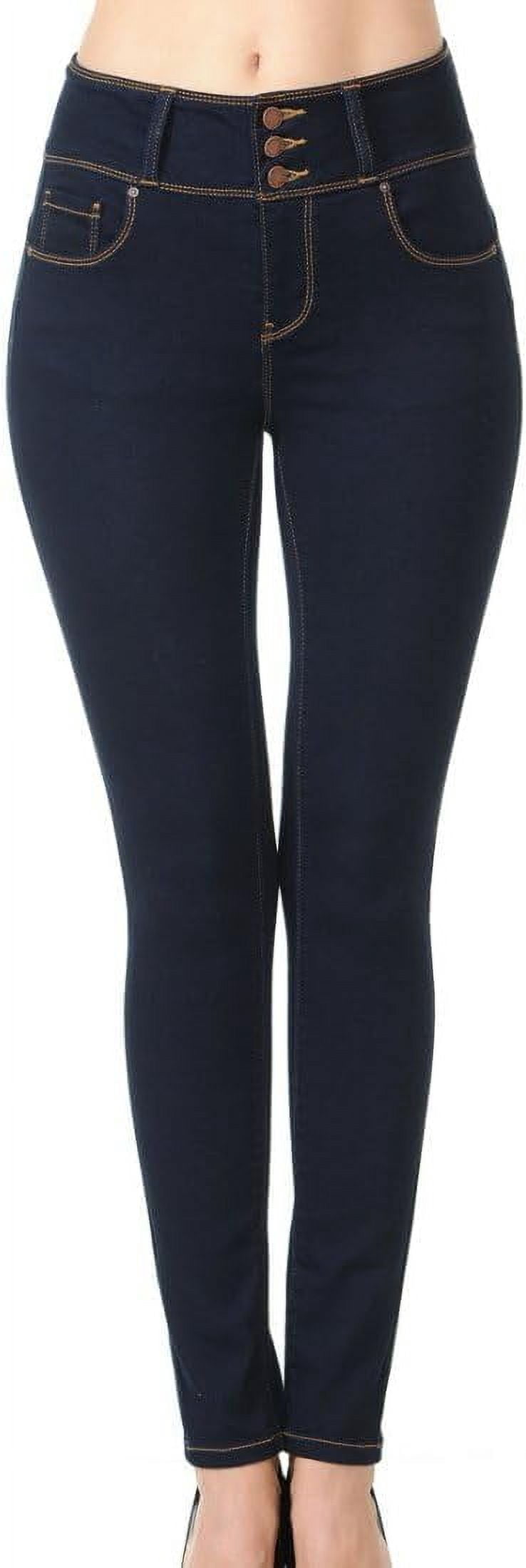 Wax Women's High-Rise Push-Up 3-Button Skinny Jeans DARK-13 - Walmart.com