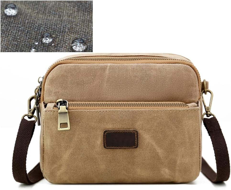 Waxed Canvas Leather Messenger Bag Water-resistant Shoulder Bag ...