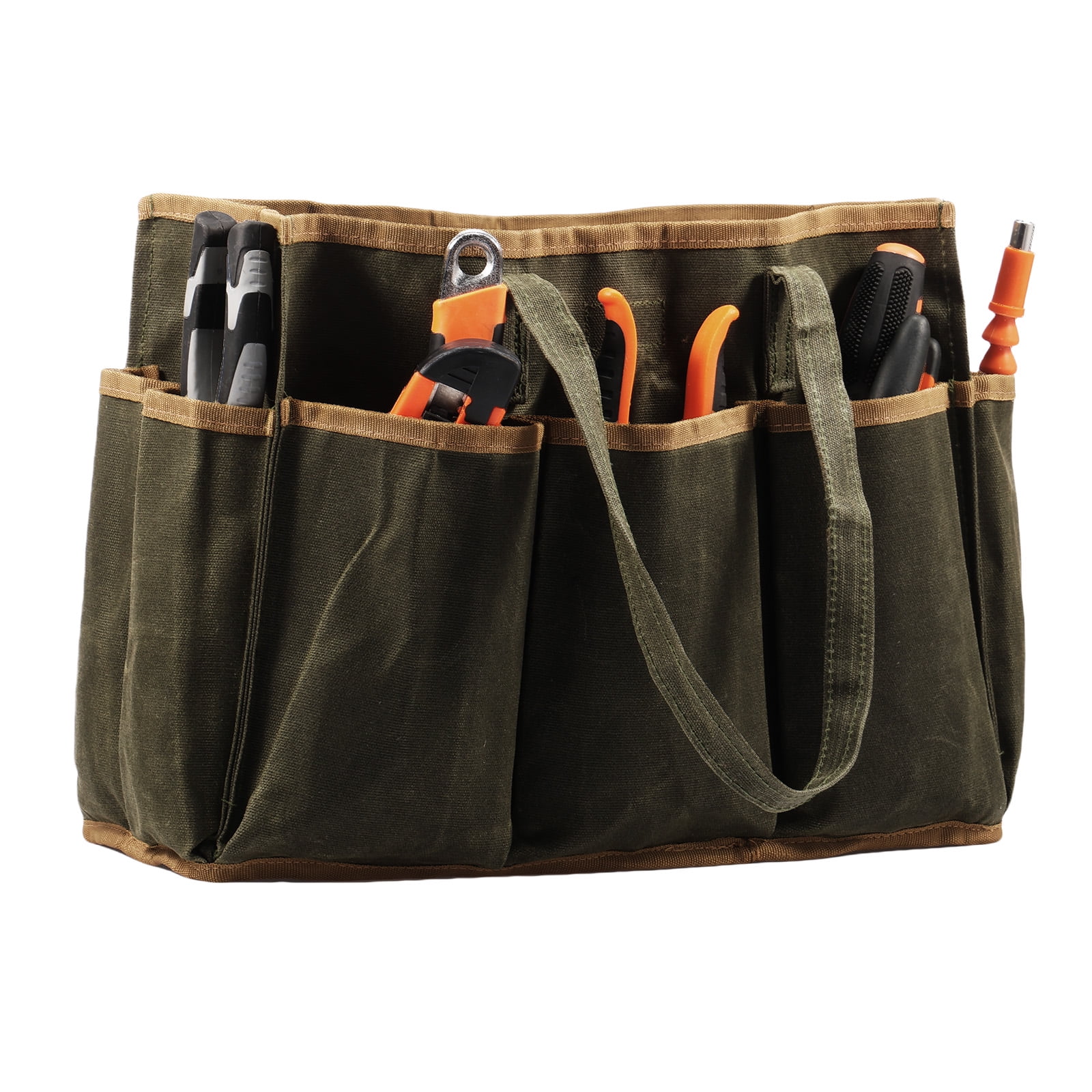 Waxed Canvas Multi Pocket Tool Tote Bag Large Capacity Waterproof ...