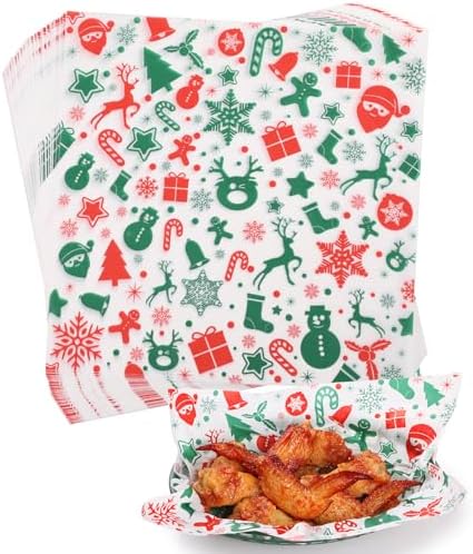 Waxed Deli Paper Sheets 100 Pcs, Merry Christmas Food Basket Liners for ...