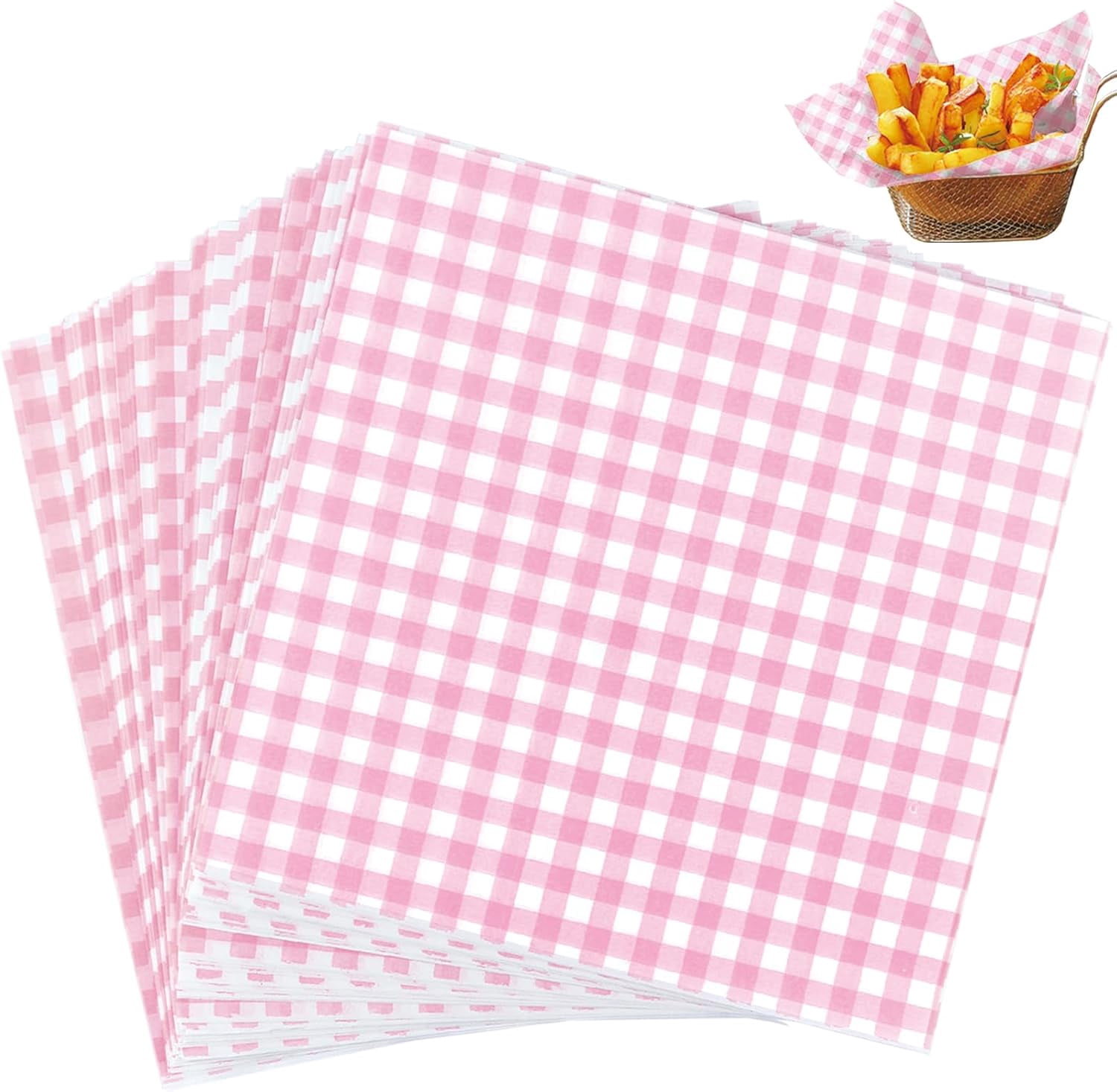 Waxed Deli Paper Sheets 7x7 Inch, 100 Pack Pink Checkered Sandwich ...