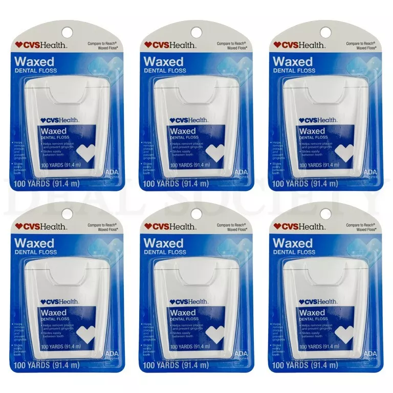 Waxed Dental Floss Tooth Floss 100 Yards Lot of 6 Packs - Walmart.com