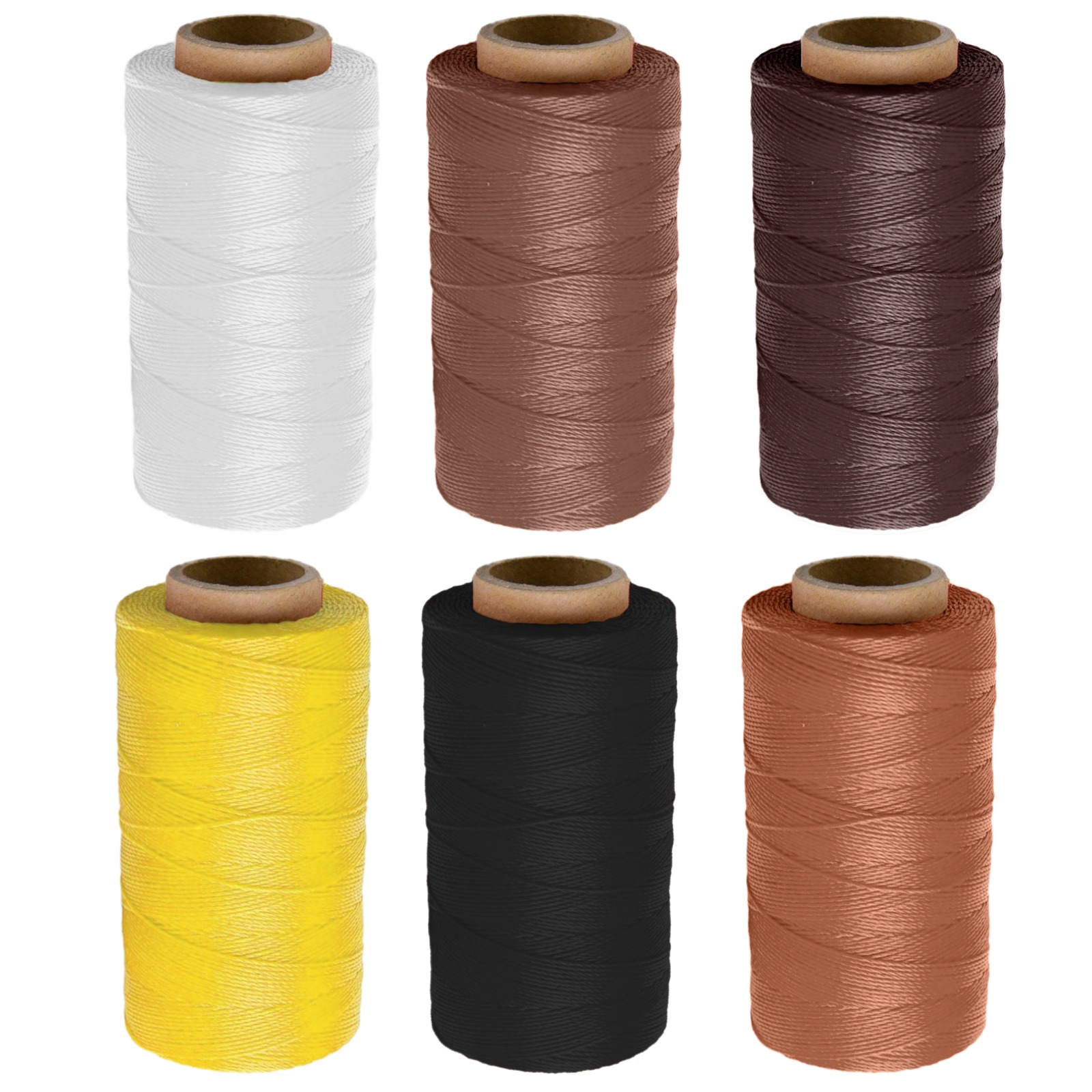 Waxed Thread 6 Colors Set, 1.2 mm Flat Leather Sewing Thread 210D, Hand ...