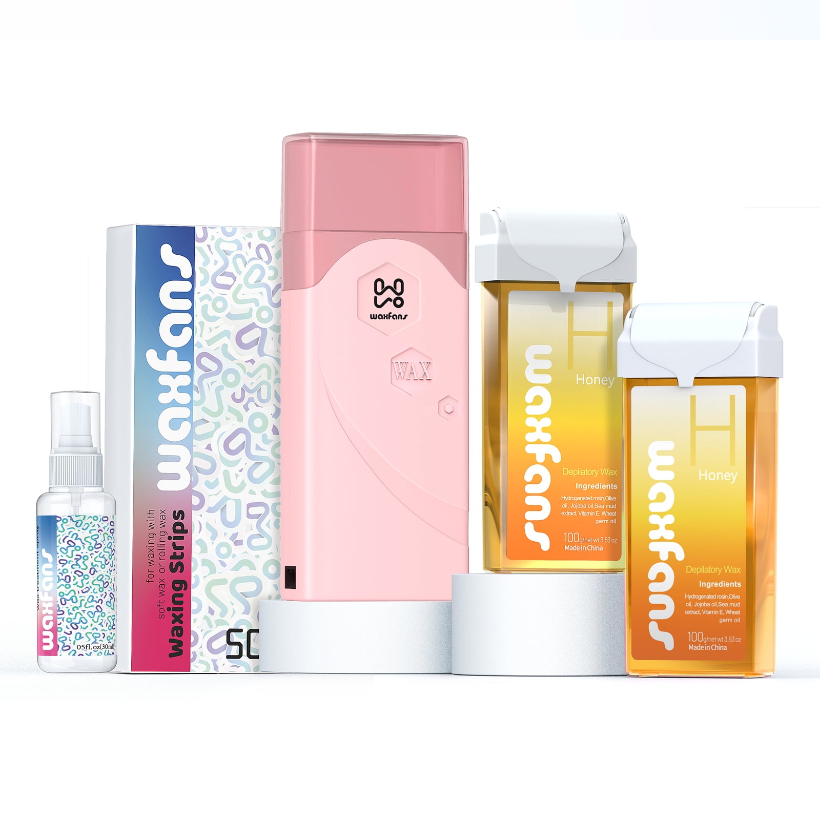 Waxfans Waxing Kit,Wax Warmer for Hair Removal,Honey Wax Roller for ...