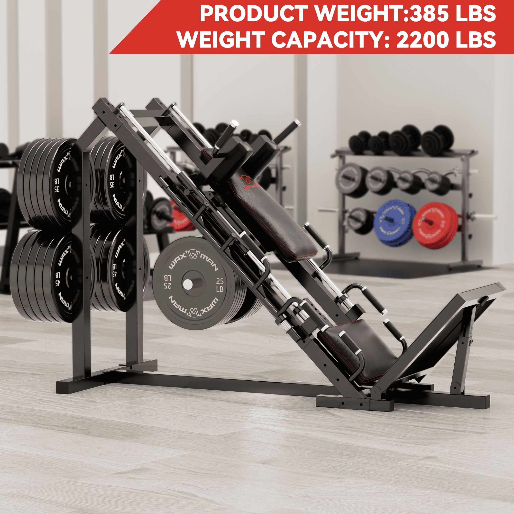 Waxman Leg Press Hack Squat Machine Combo, 2-in-1Leg Exercise Machine ...