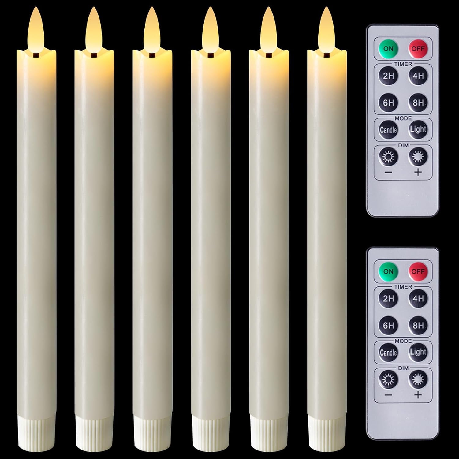 Waxy Flameless Taper Candles with Remote Timer Dimmer, LED Candlesticks ...