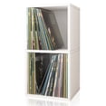 Way Basics 2 Tier Vinyl Storage Box Cube, LP Record Album Turntable ...