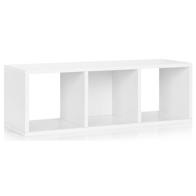 Way Basics Eco 3 Cubby Storage Bench and Stackable Organizer, White ...