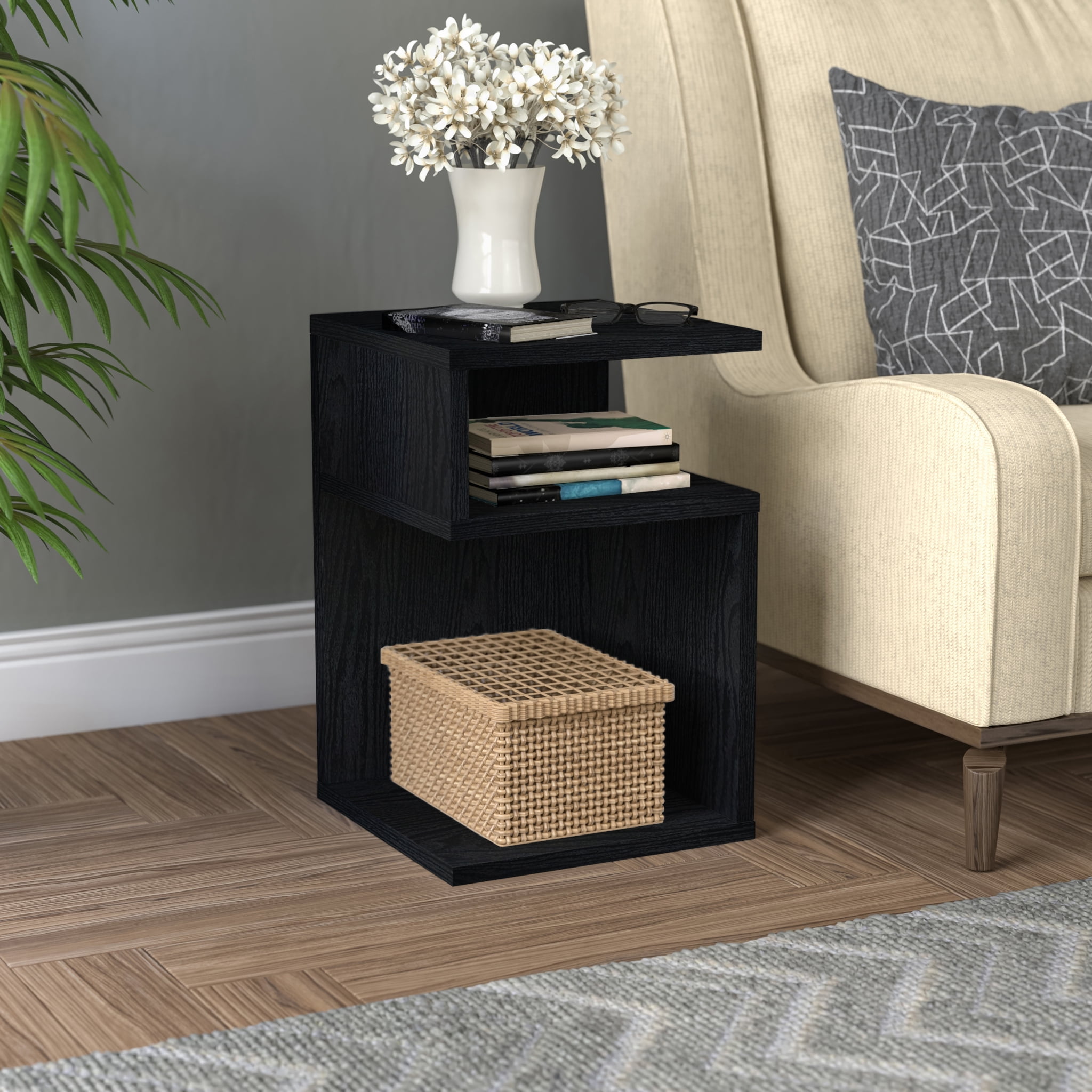 Modern Geometric Side Table with Storage & Assemble - Way Basics-Color ...