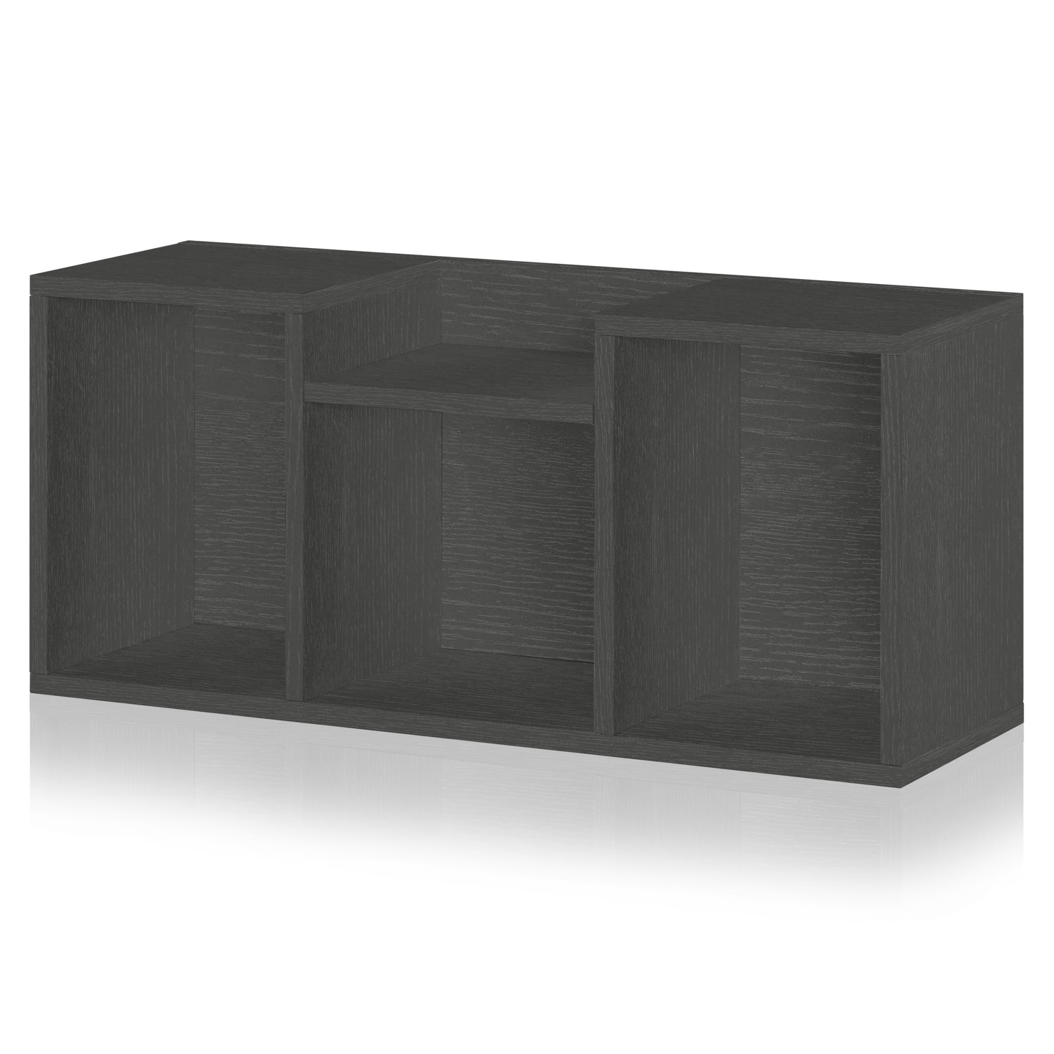 Way Basics Stacking 3 Cubby Bookcase Storage Unit, Charcoal Black ...