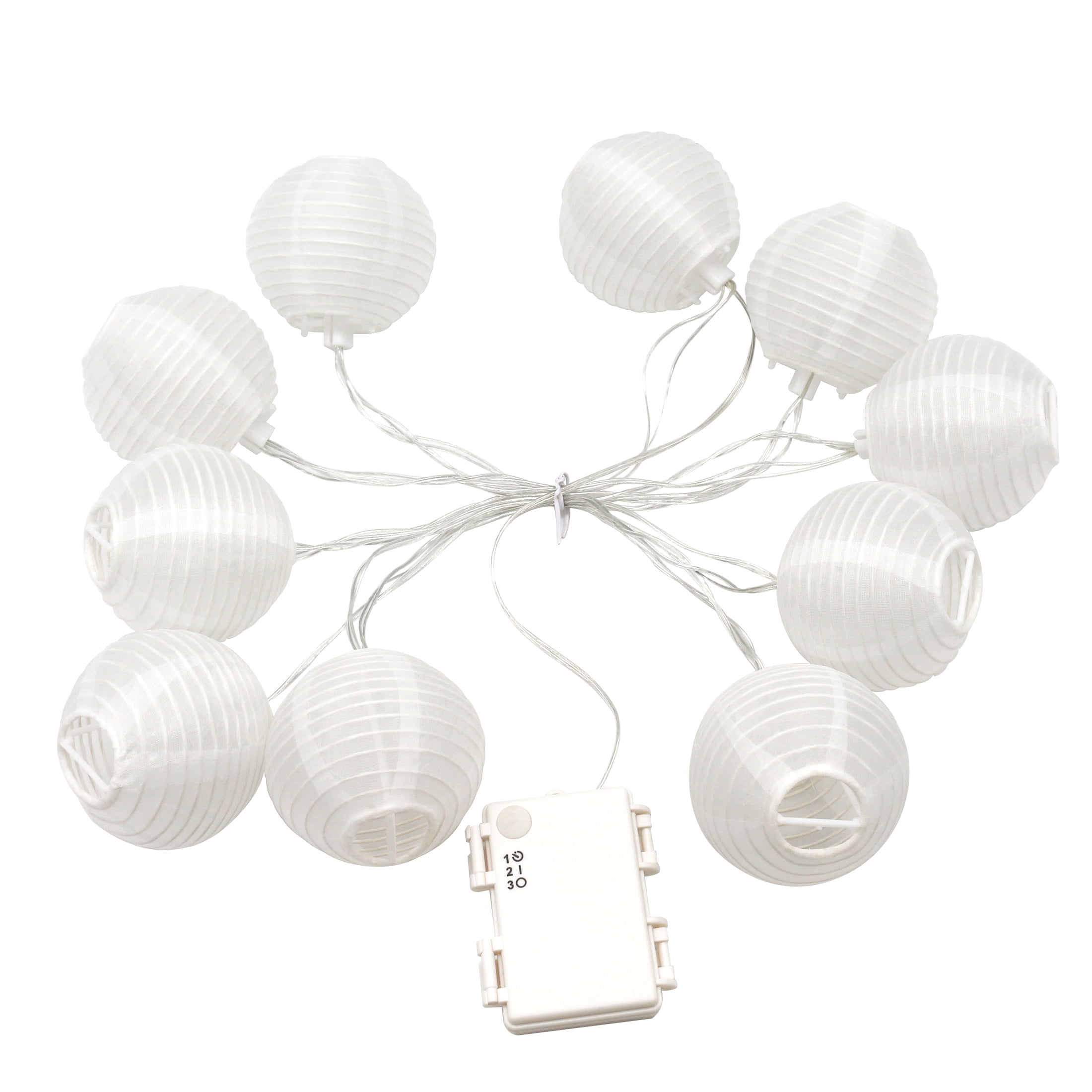 Way To Celebrate 3AA Batteries Operated 10 Count White Lanterns LED ...