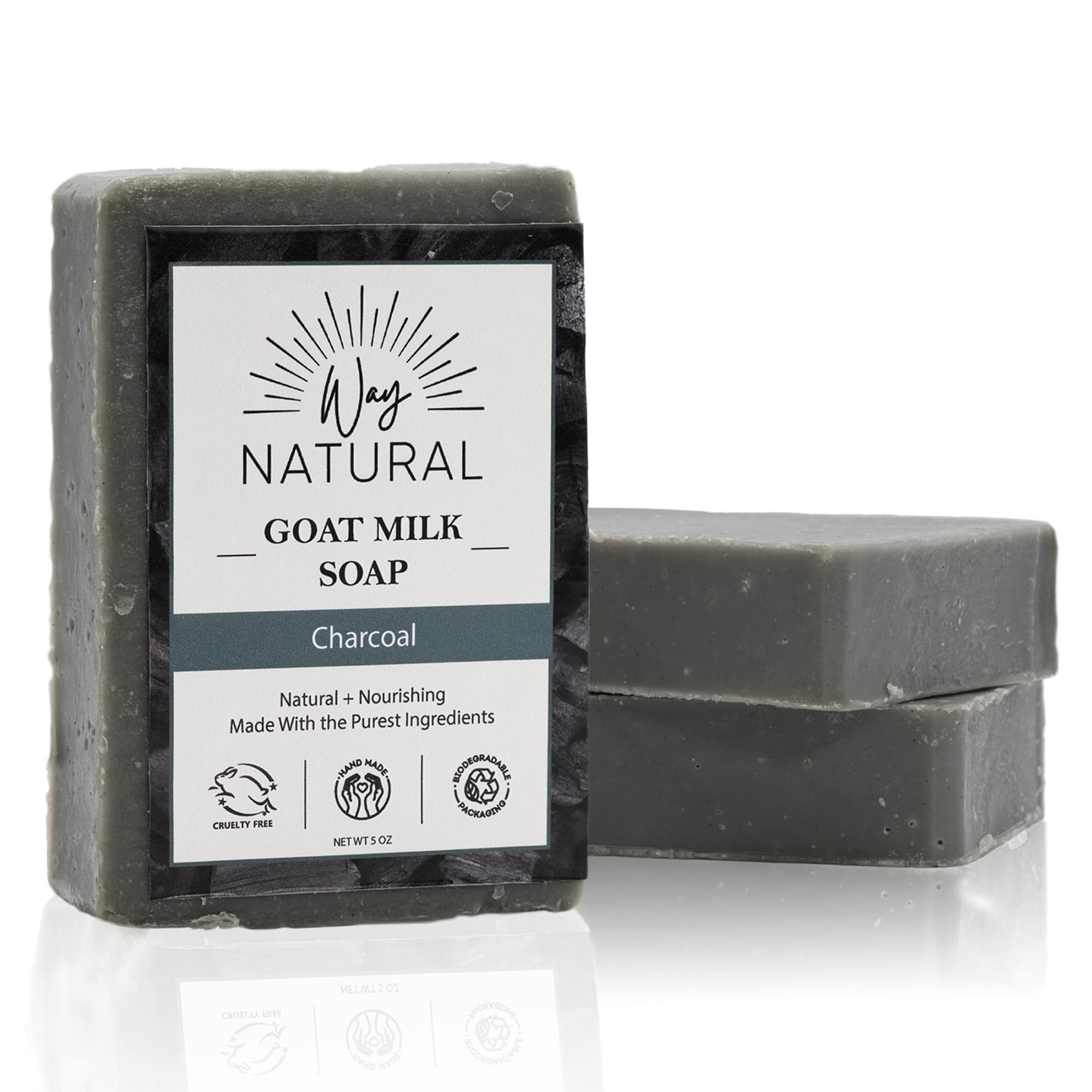 Way Natural Activated Charcoal SAF21 Soap Bar (3 Goat Milk Soap for Men ...