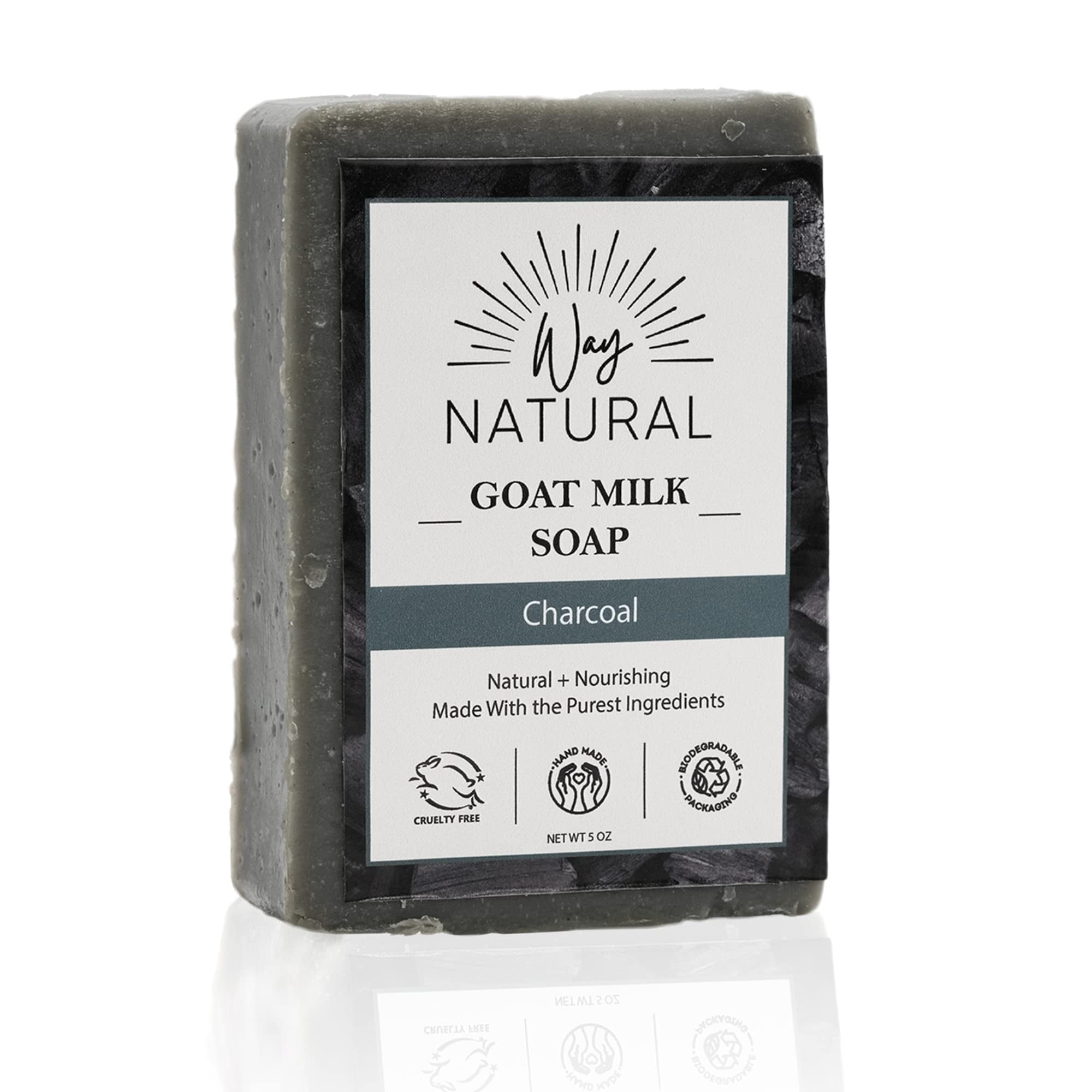 Way Natural Activated Charcoal Soap Bar - Goat Milk Soap for Men, Women ...
