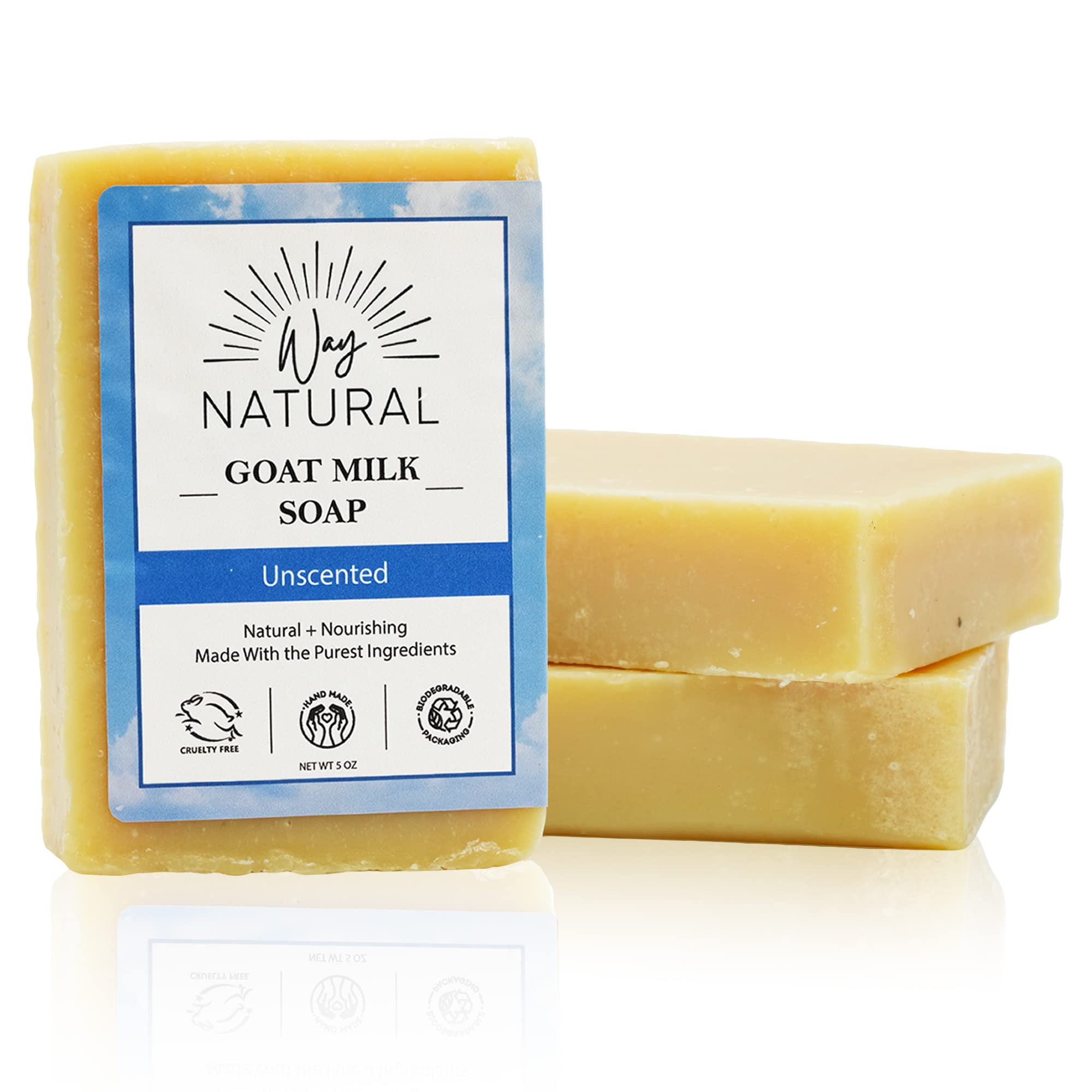 Way Natural Goat Milk IRF13 Soap Bar, Unscented (3 Pack) - Premium, Handmade w/Real Milk in USA ...