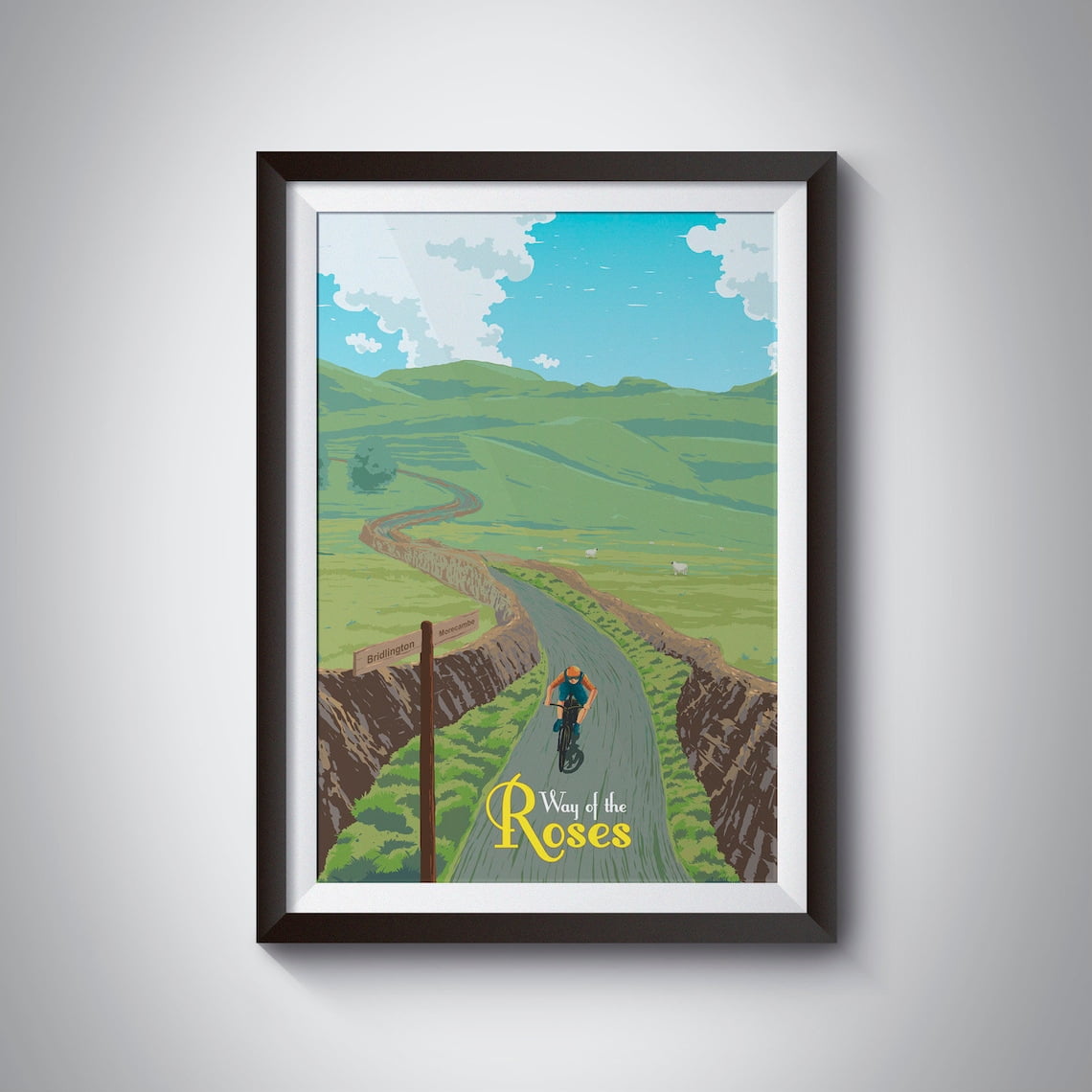 Way Of The Roses Cycling Poster, Travel Print, Cycle Route, Bicycle ...