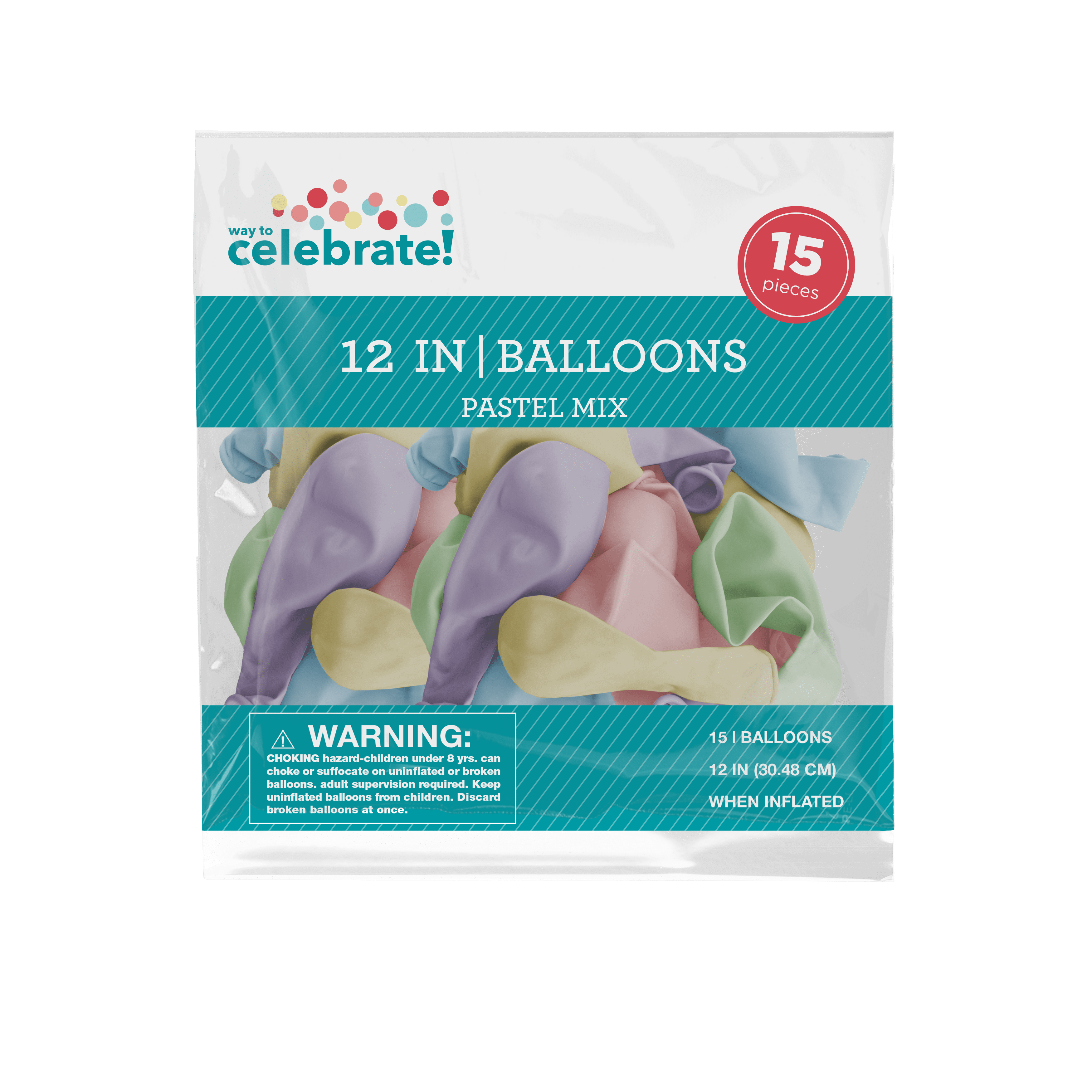 12" Pastel Mix Balloons, 15 Count, by Way To Celebrate - Walmart.com
