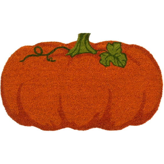 Way To Celebrate Pumpkin Shape Coir Outdoor Doormat, 18"x30" - Walmart.com