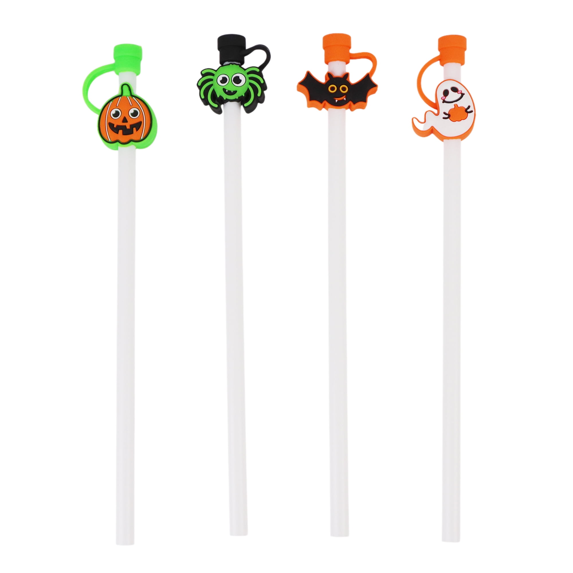 Halloween Straws with Toppers, Multicolor, 4 Count, by Way To Celebrate ...