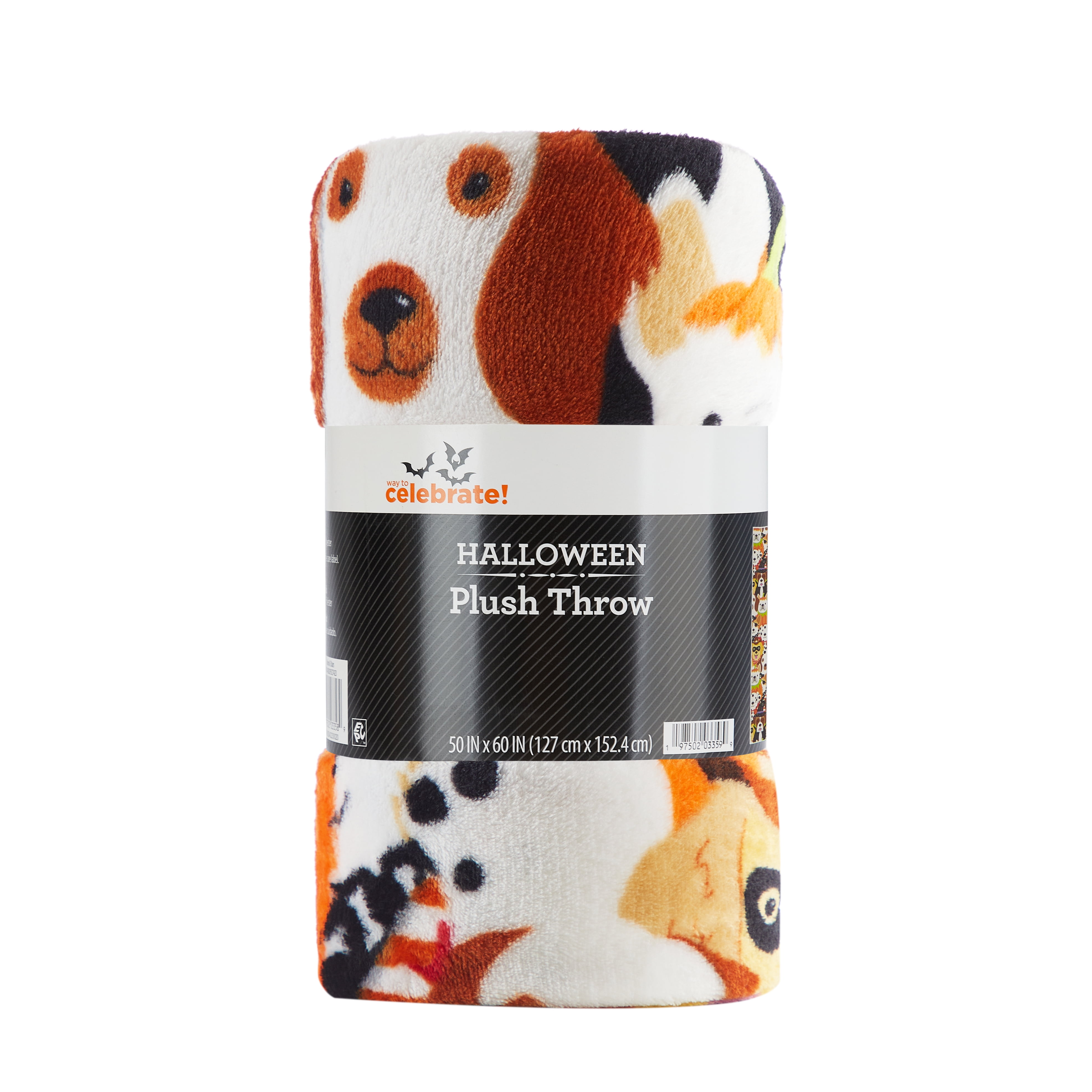 Way To Celebrate 50"x60" Costume Dogs Rolled Plush Throw - Walmart.com