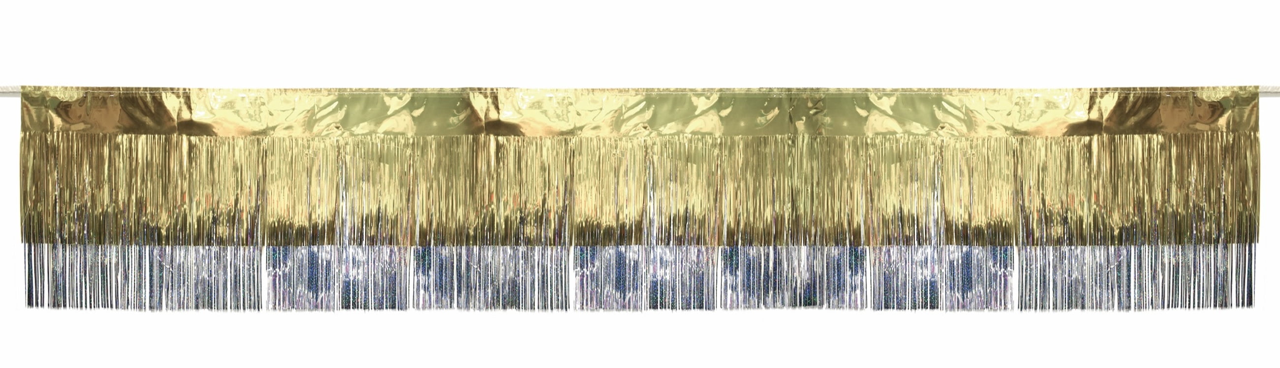 Way To Celebrate 9ft Gold and Hologram Silver Foil Party Fringe Banner ...