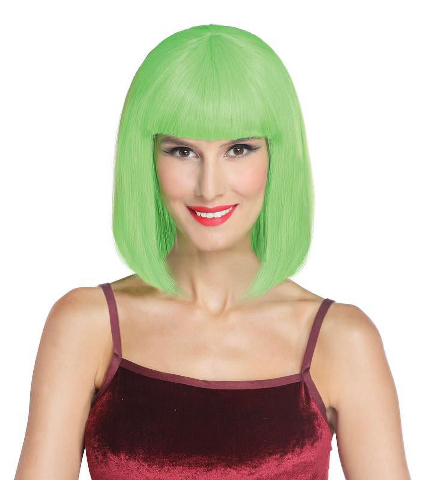 Way To Celebrate Adult Short Bob Wig in Green Color. One Size Fits All ...