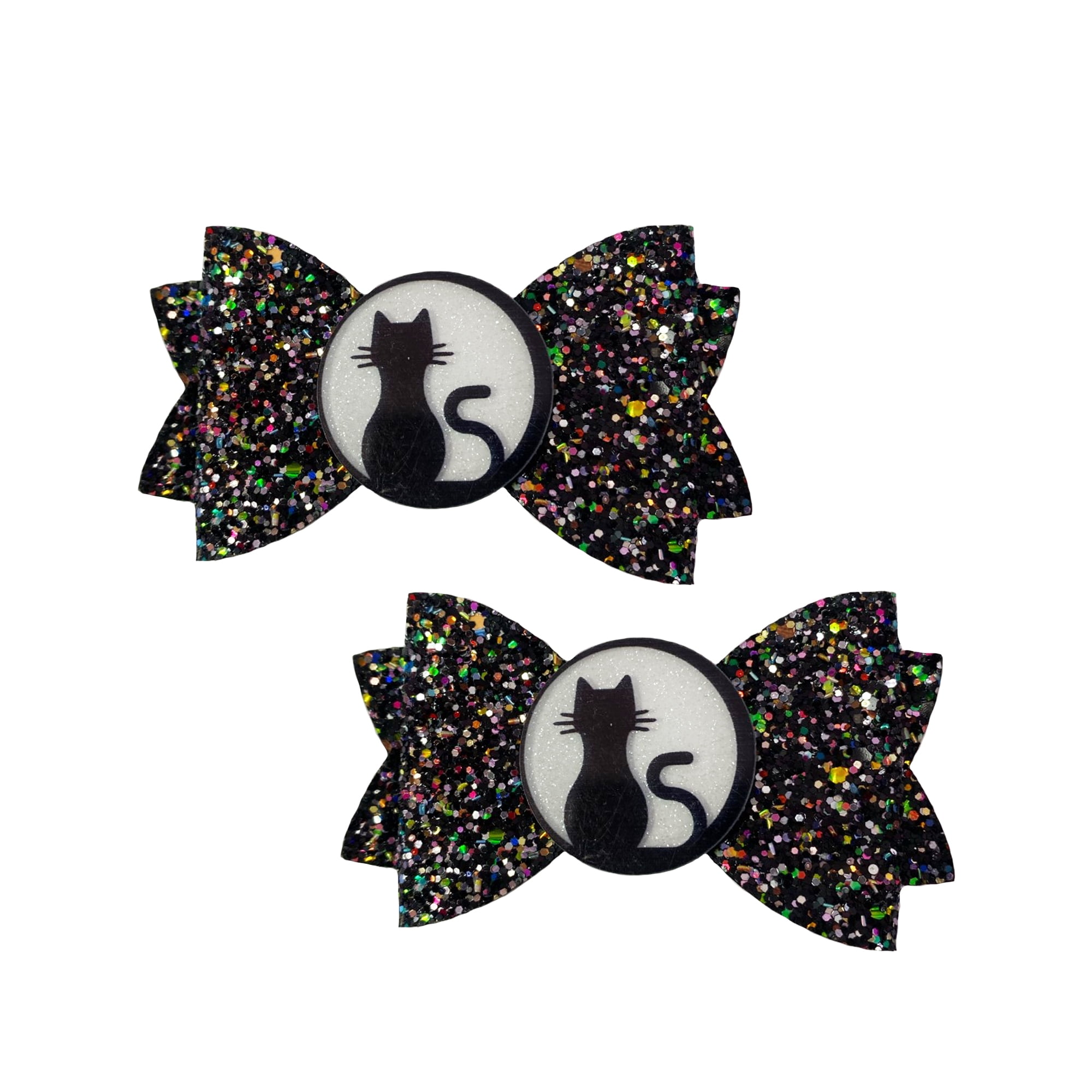 Halloween Cat and Moon Glitter Bows, 2 Count, by Way To Celebrate ...