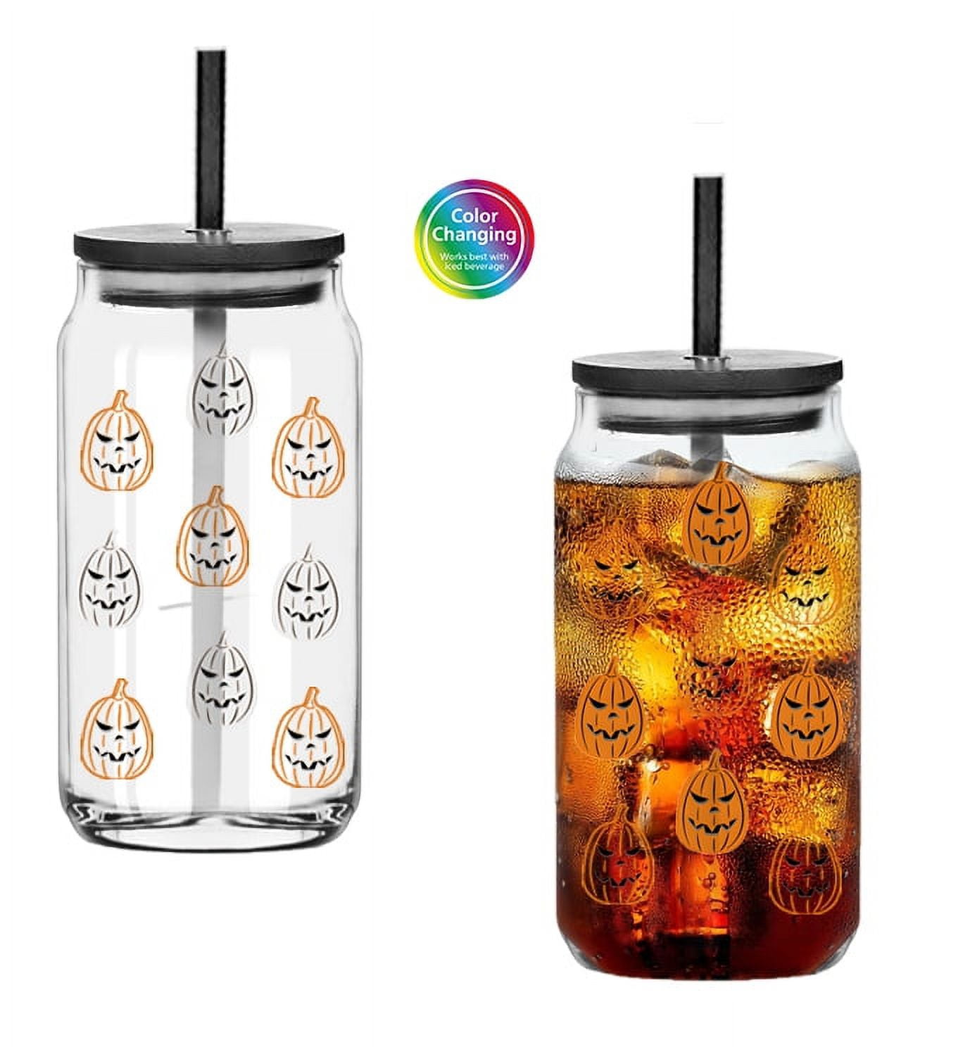 Way To Celebrate Glass Pumpkin Sipper - Color Change Pattern - Walmart.com