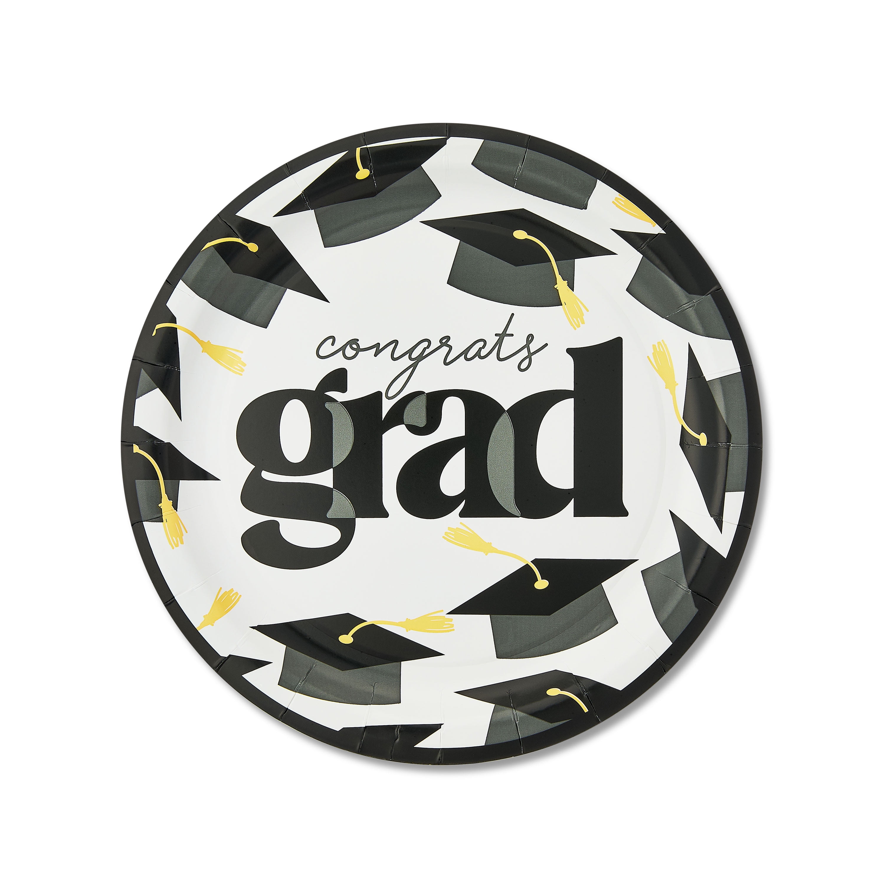 Graduation Congrats Grad Black and White Paper Dinner Plates, 9 in, 8 ...