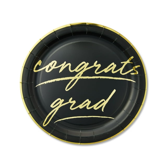 Graduation Congrats Grad Gold Foil Paper Dinner Plates, 9 in, 8 Count ...