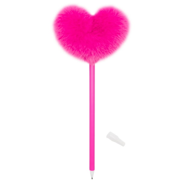 Valentine's Day Pink Fuzzy Heart Pen, by Way To Celebrate - Walmart ...