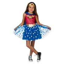 Wonder Woman Big Girls' Costume Dress with Gold Tiara Headband and Cape ...