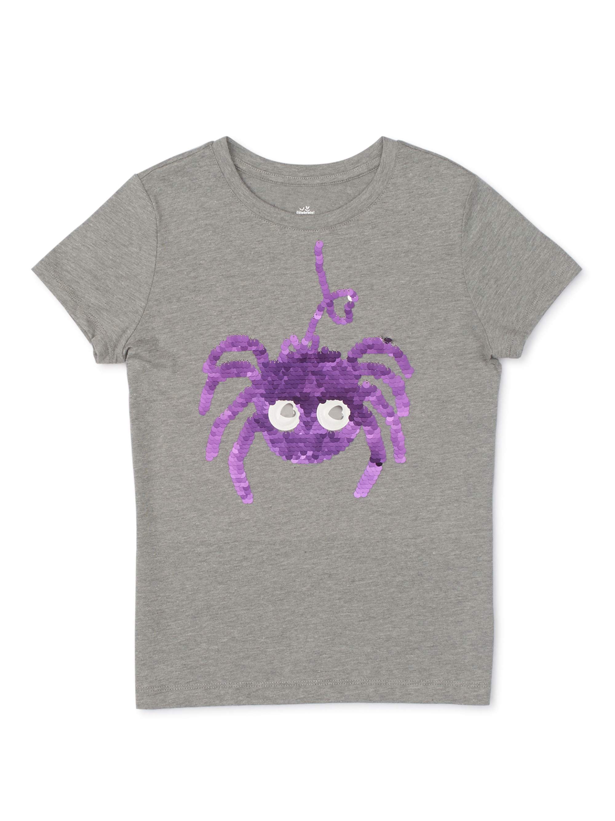 Way To Celebrate Girls 4-18 Short Sleeve Graphic Googly Eyes Spider Tee ...