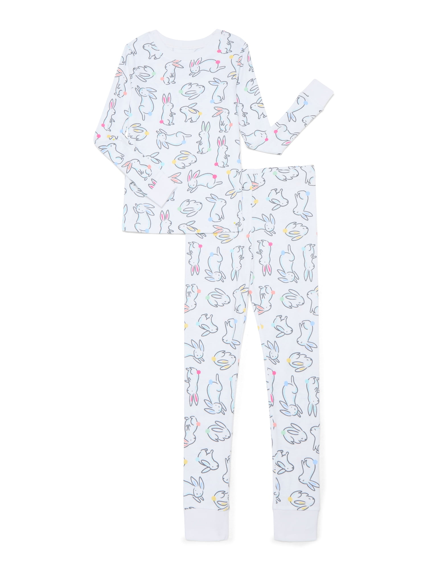 Girls Cotton Snug-Fit Top and Pants Pajama Set from Way to Celebrate, 2 ...