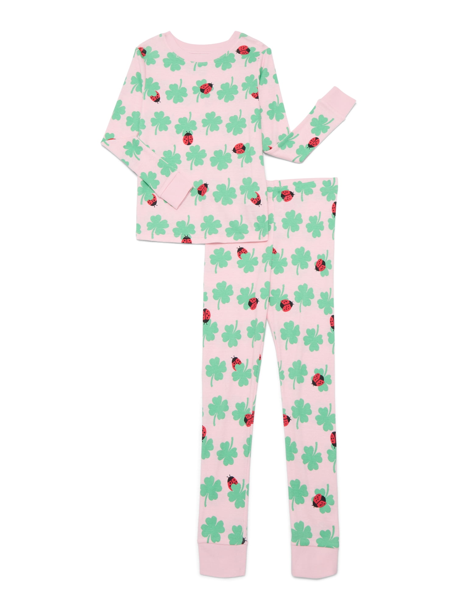 Girls Cotton Snug-Fit Top and Pants Pajama Set from Way to Celebrate, 2 ...