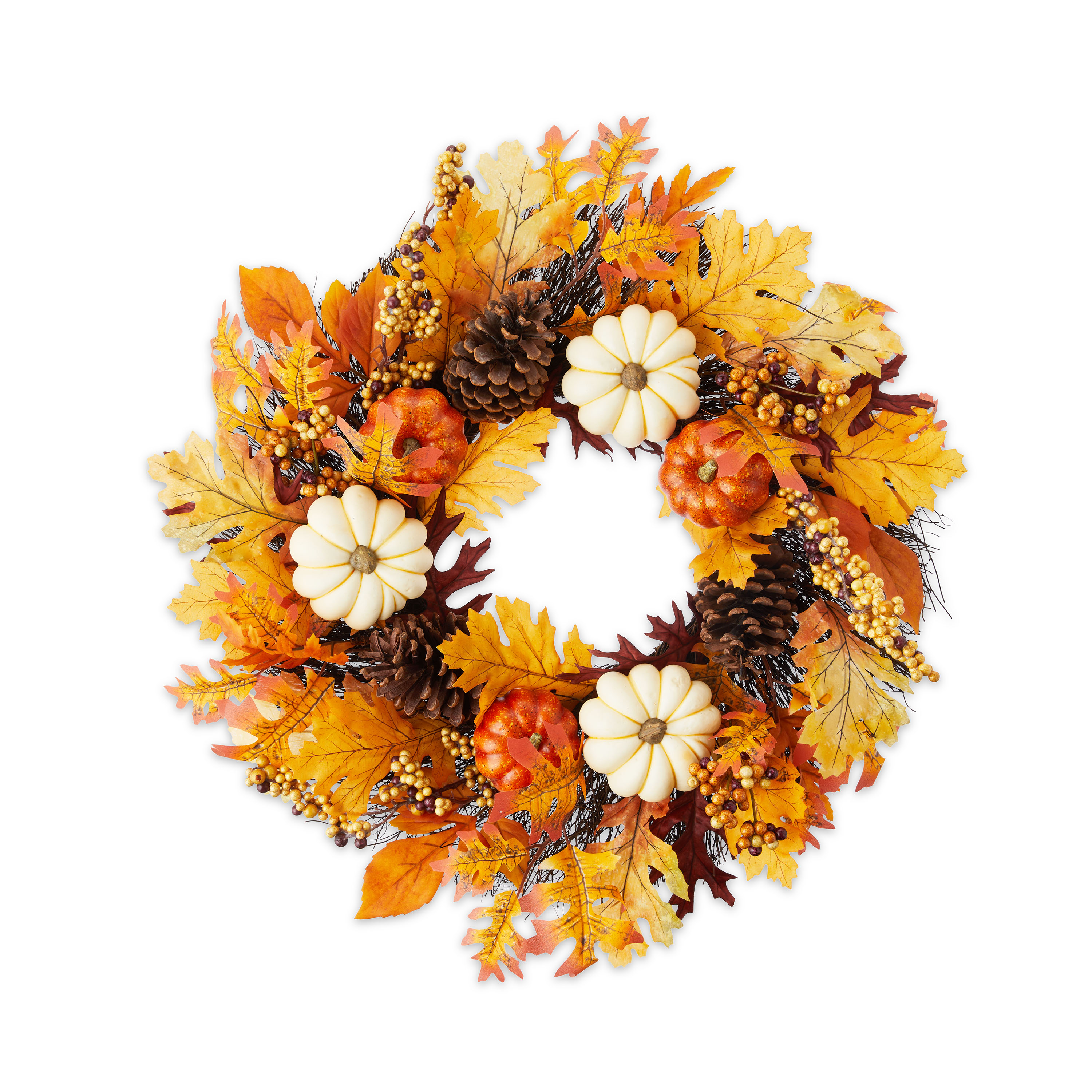 Way To Celebrate Harvest Pumpkin, Oak & Pinecone Wreath 24" - Walmart.com