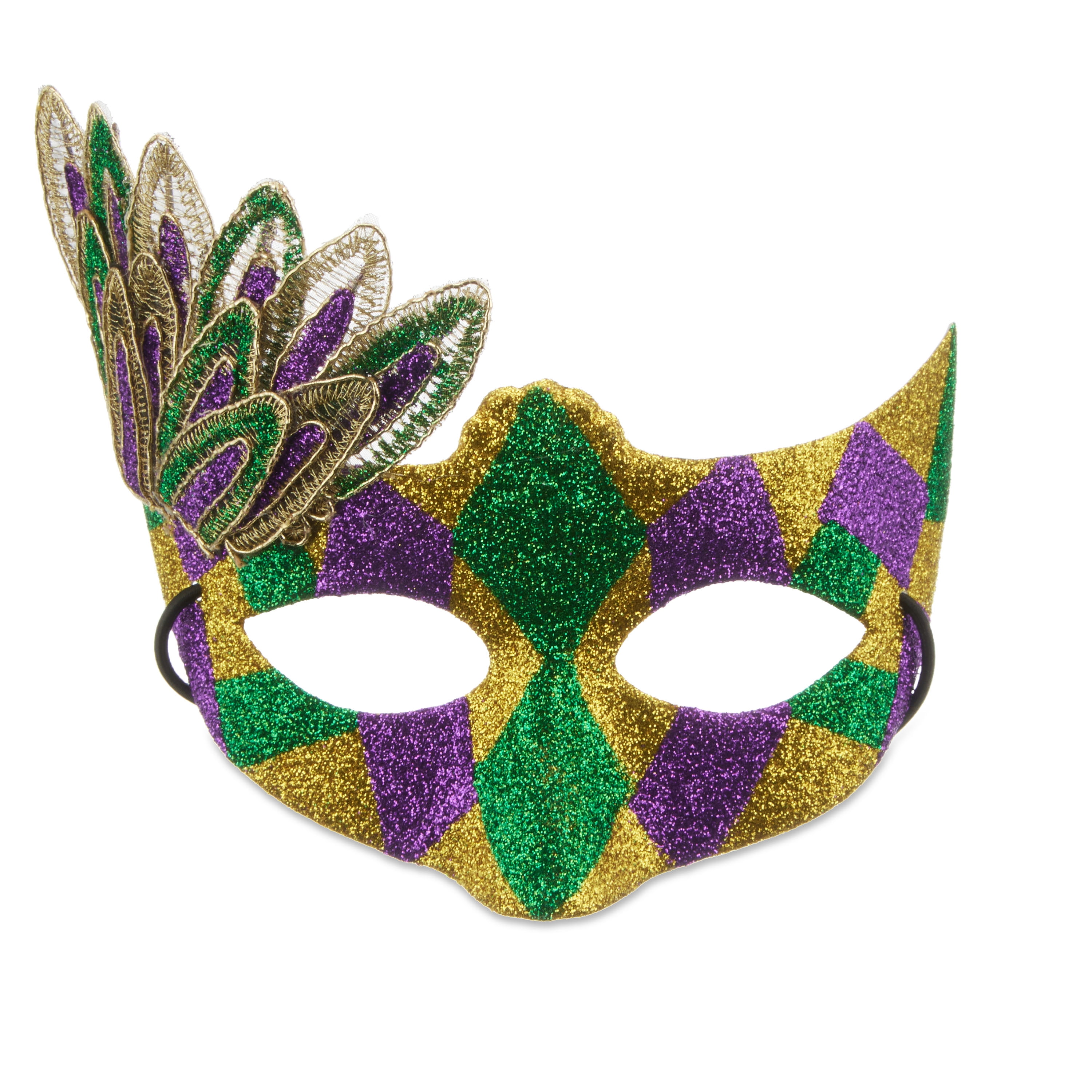 Way To Celebrate Mardi Gras Glitter Checkered Mask- Adult - Walmart.com
