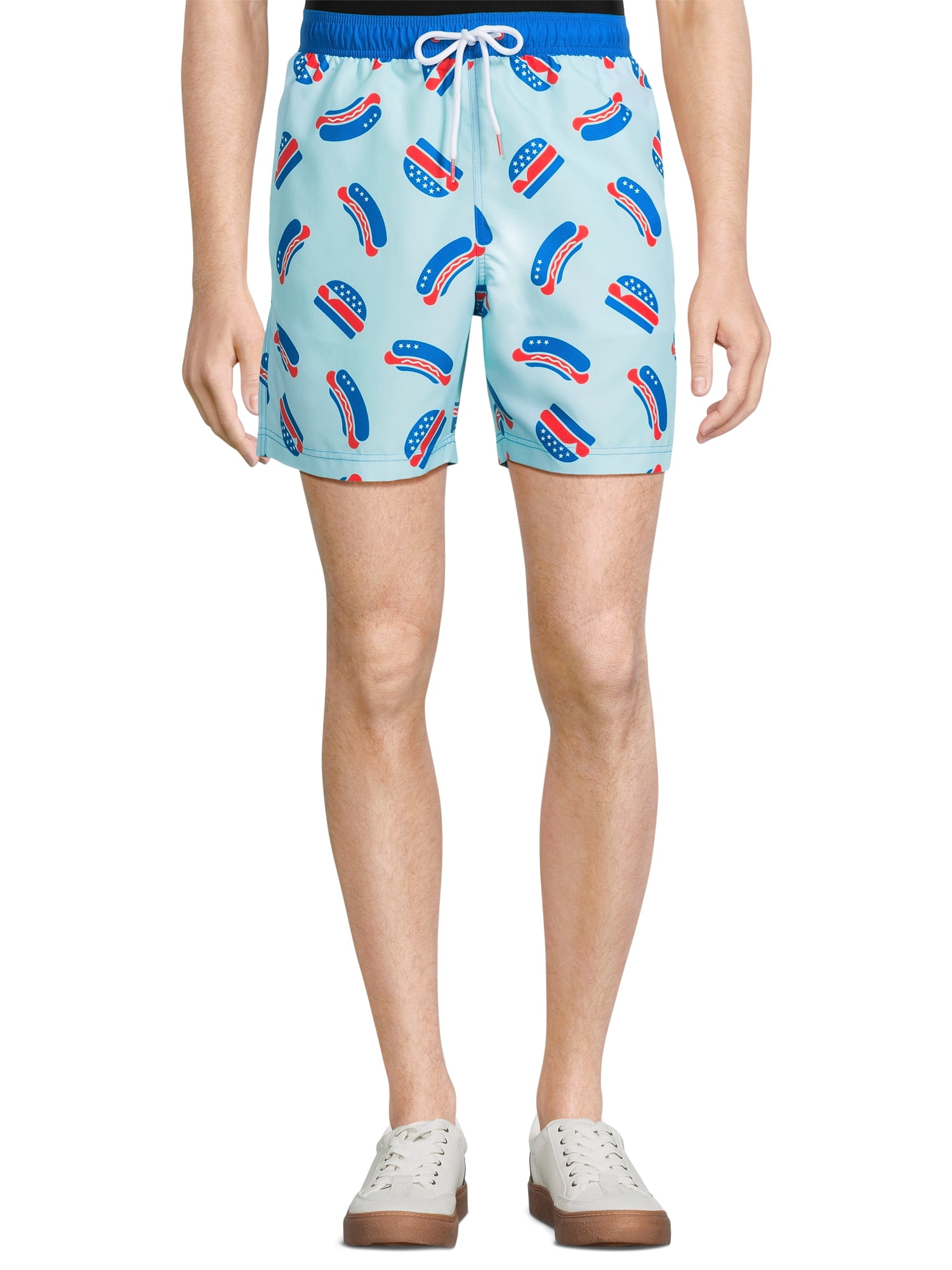 Way To Celebrate Men's & Big Men's Americana Print Swim Trunks, Sizes S ...