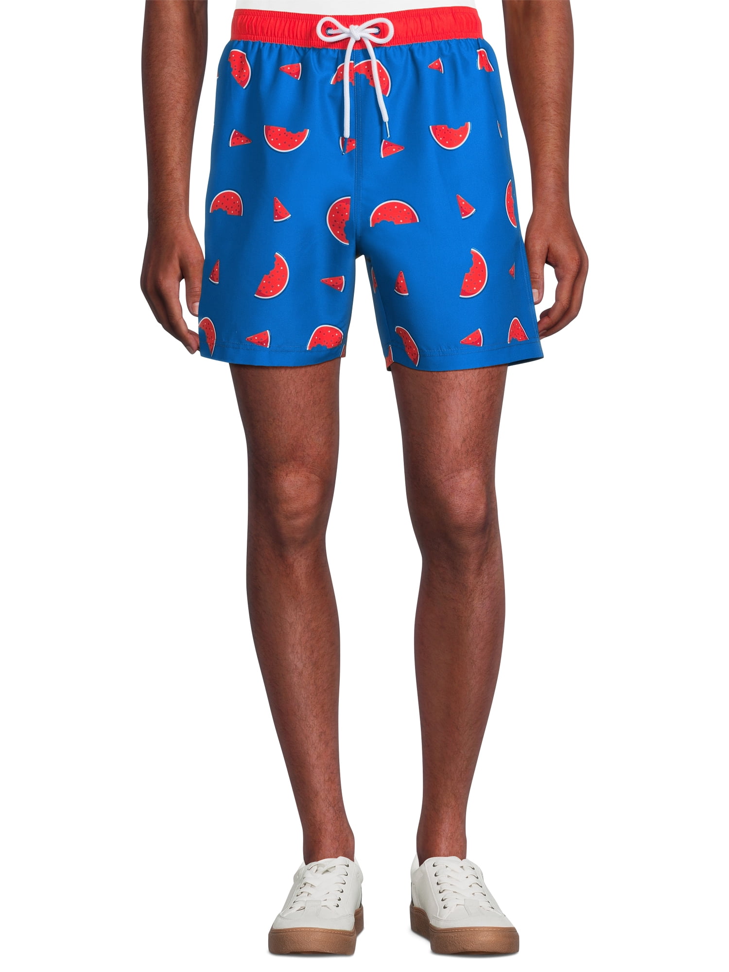 Way To Celebrate Men's & Big Men's Americana Print Swim Trunks, Sizes S ...