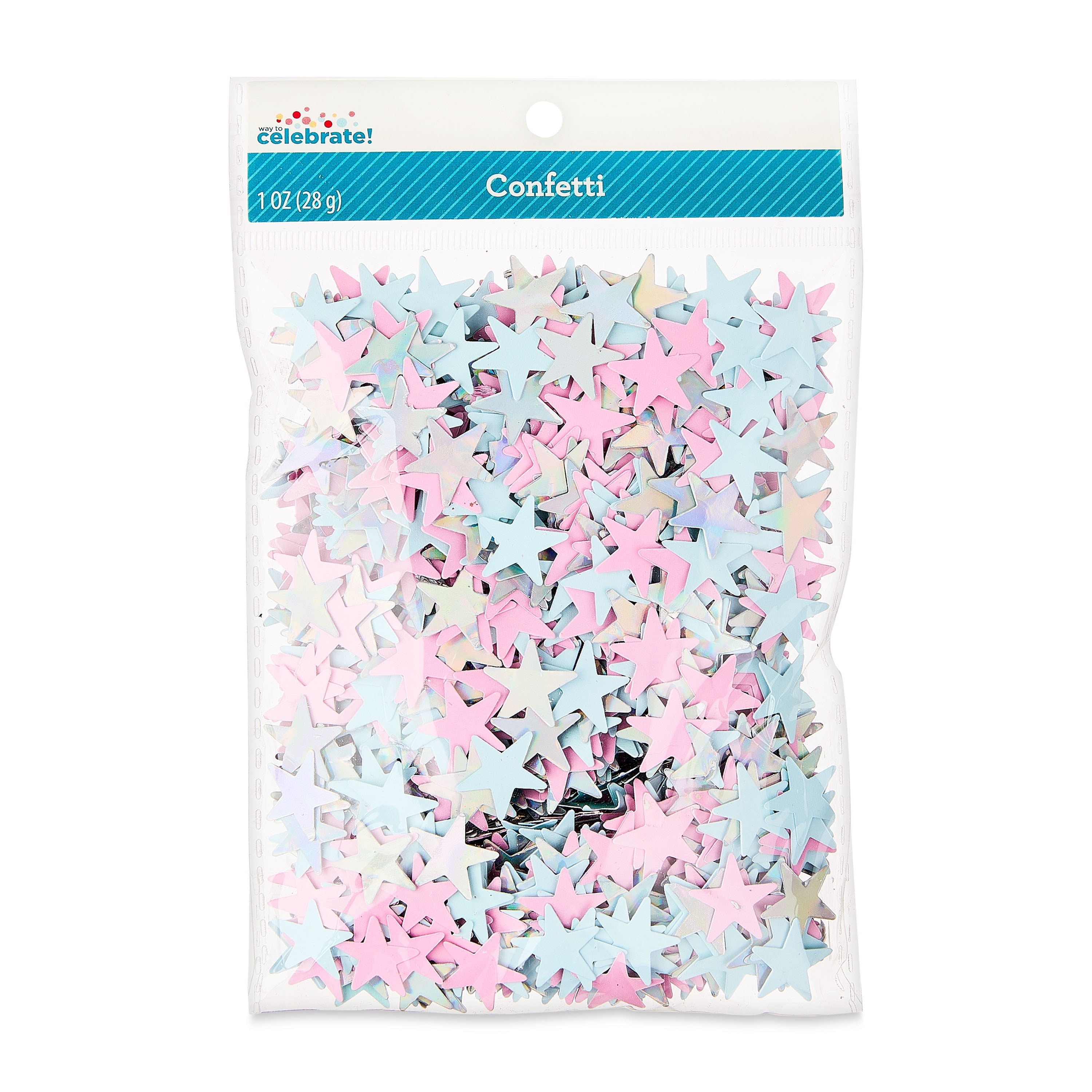 Way To Celebrate Pink Blue Silver Star Confetti 1 oz for Baby Shower ...