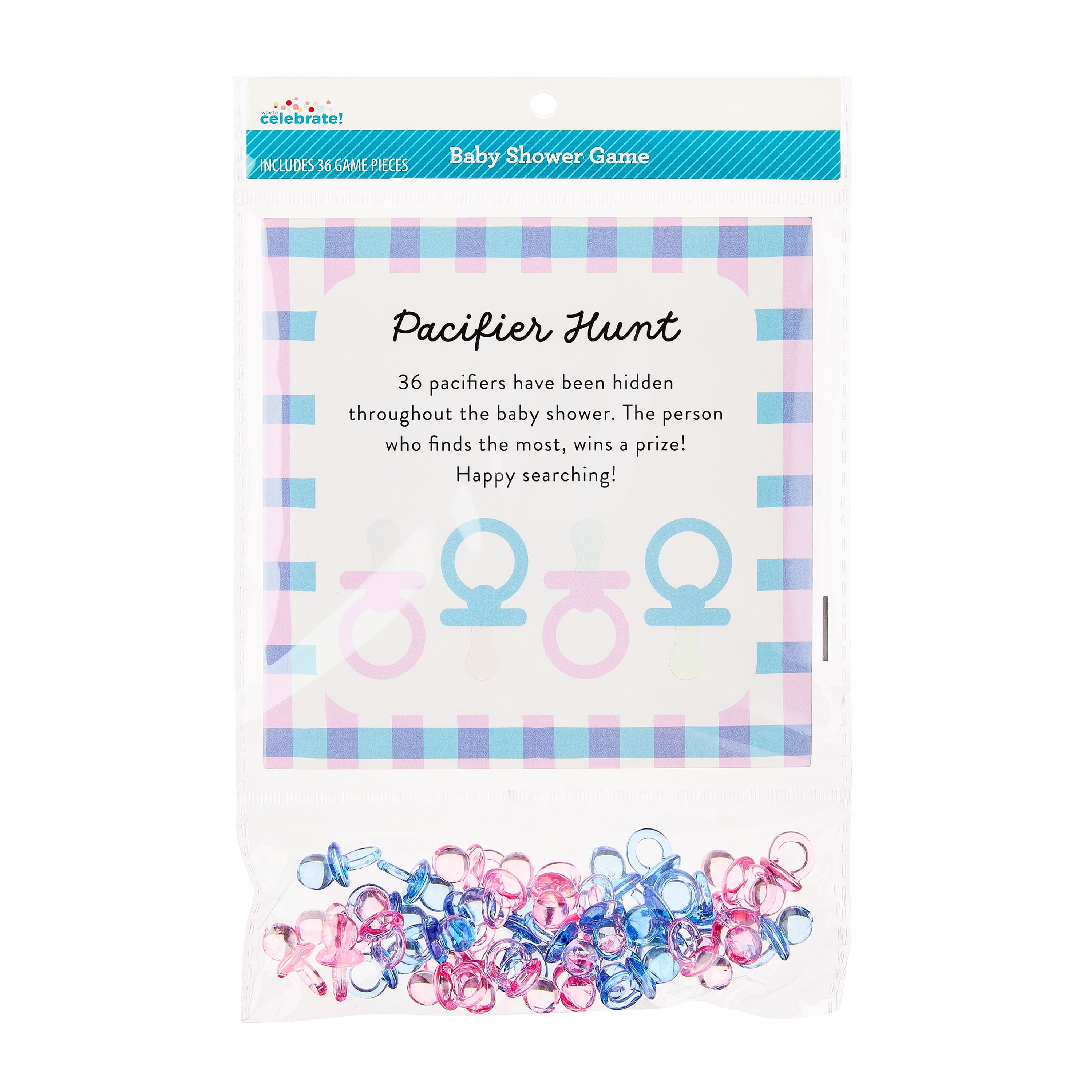 Blue and Pink Pacifier Hunt Baby Shower Game, by Way To Celebrate ...