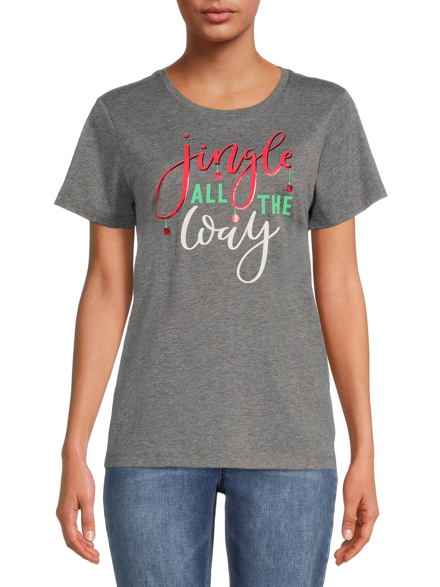 Way To Celebrate Women's Christmas Jingle Graphic T-Shirt - Walmart.com