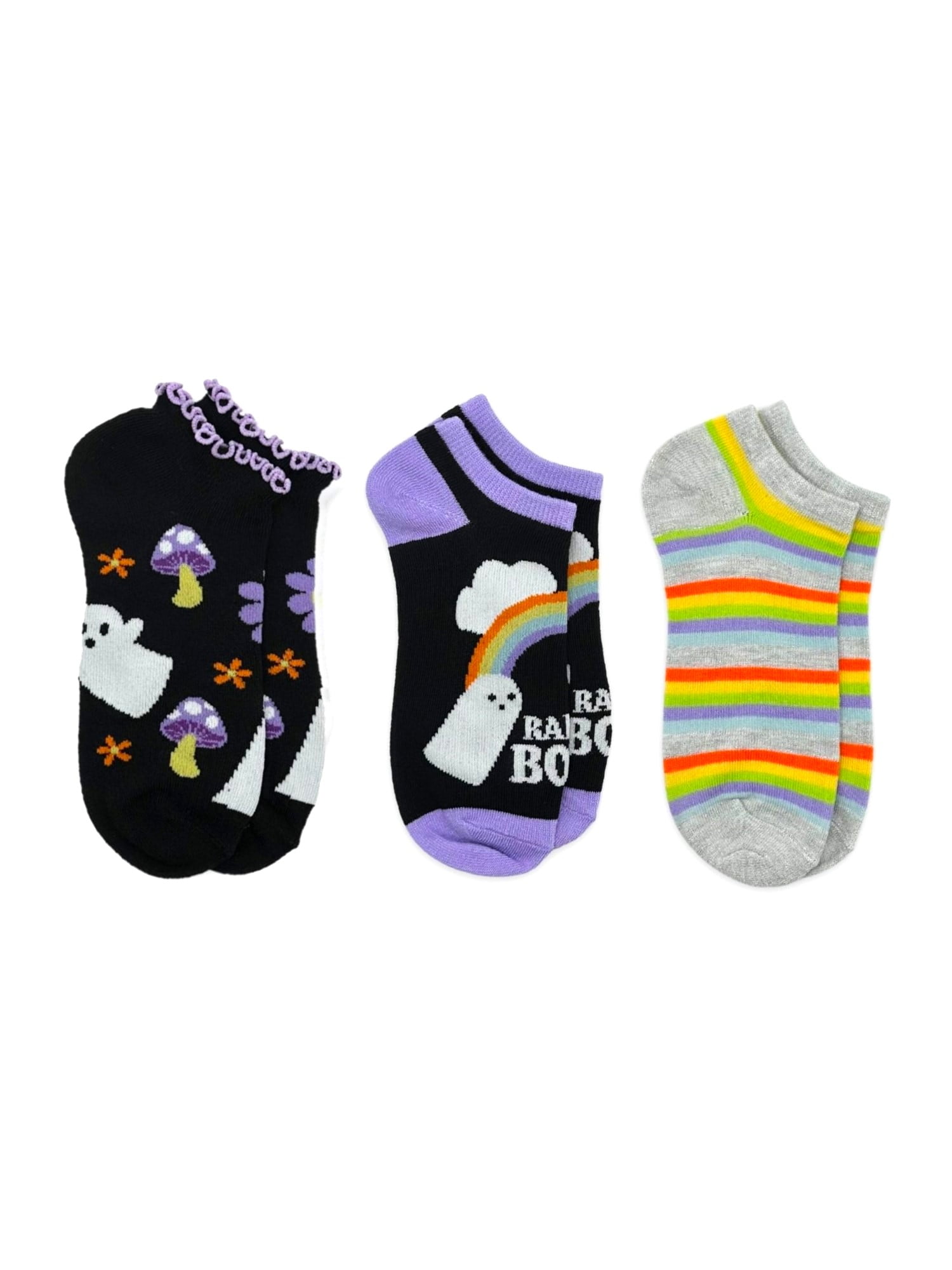 Way To Celebrate! Women's Halloween Groovy Ghosts No-Show Socks, 3-Pack ...