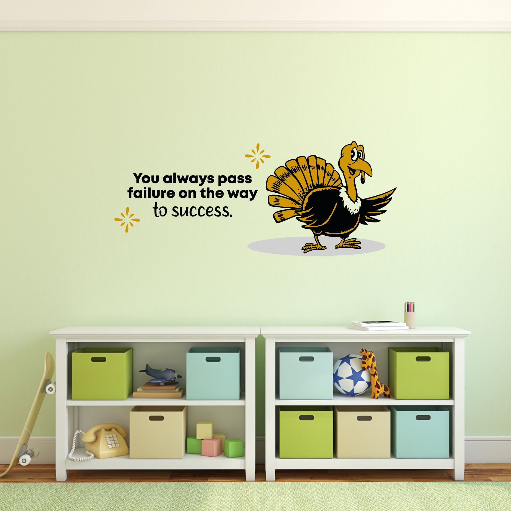 Way To Success Turkey Life Quote Cartoon Quotes Decors Wall Sticker Art ...
