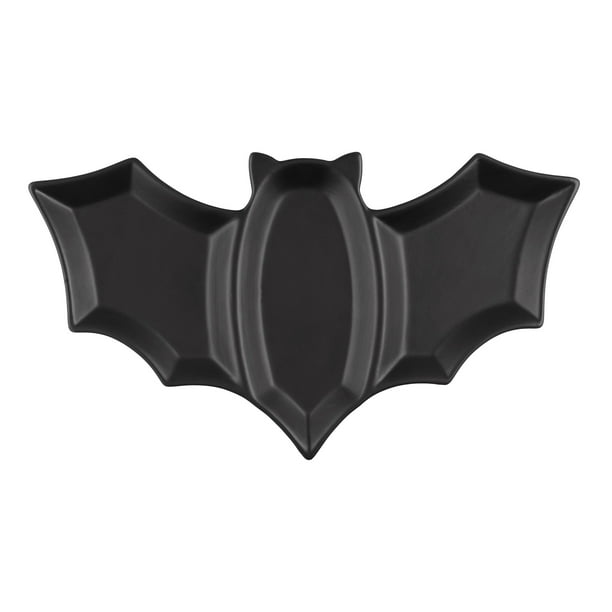 Way to Celebrate 15" Black Bat-Shaped Glazed Ceramic Serving Tray ...
